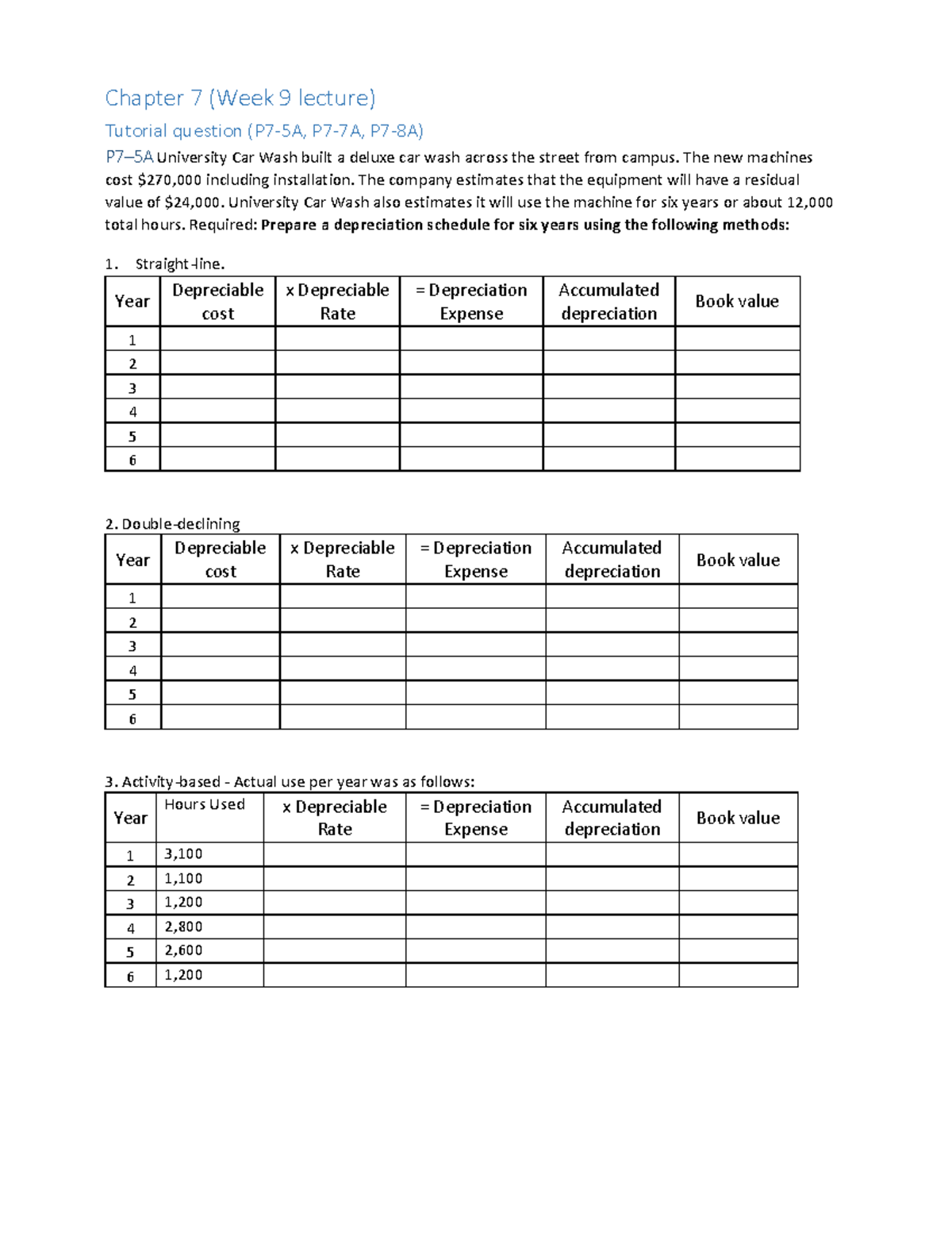 Week 9 topic tutorial question - Chapter 7 (Week 9 lecture) Tutorial ...