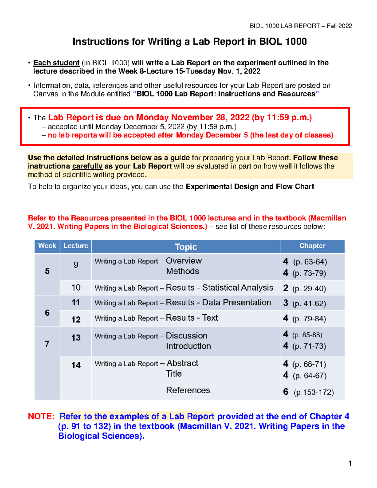 BIOL 1000-F2022-Instructions for Lemna Lab Report - Instructions for ...