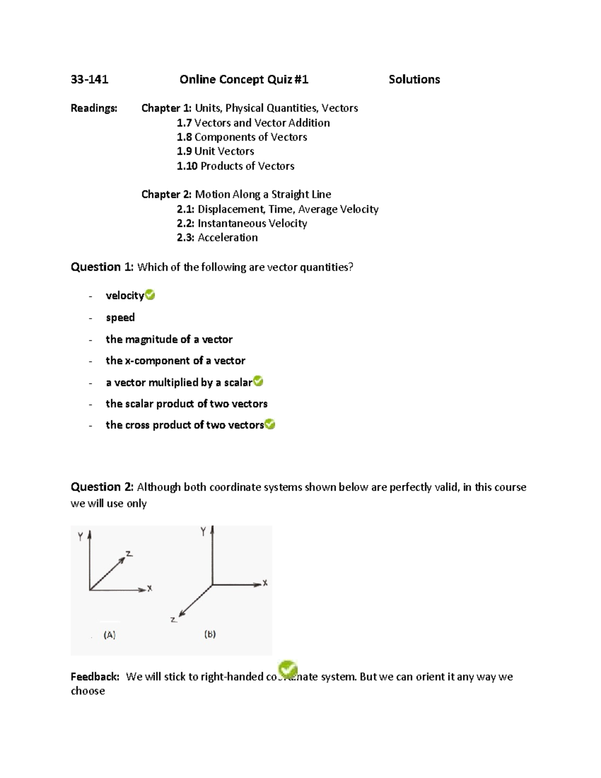 Online Concept Quiz Solutions 1 - 33-141 Online Concept Quiz #1 ...