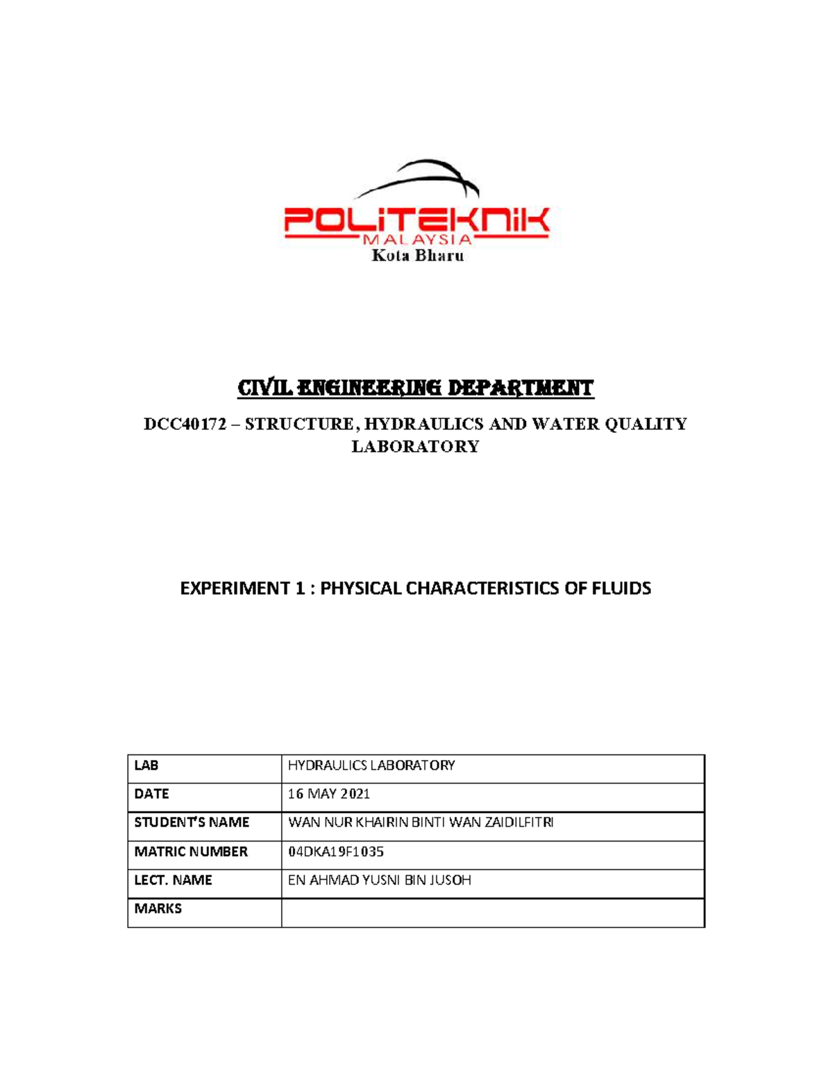 Report civil latest - Civil Engineering - UiTM - Studocu