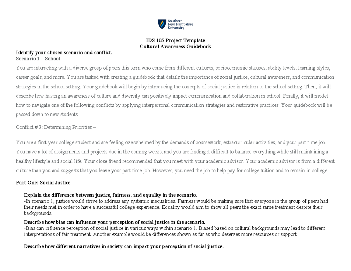 Module 5 Project - IDS 105 Project Template Cultural Awareness Guidebook Identify your chosen ...
