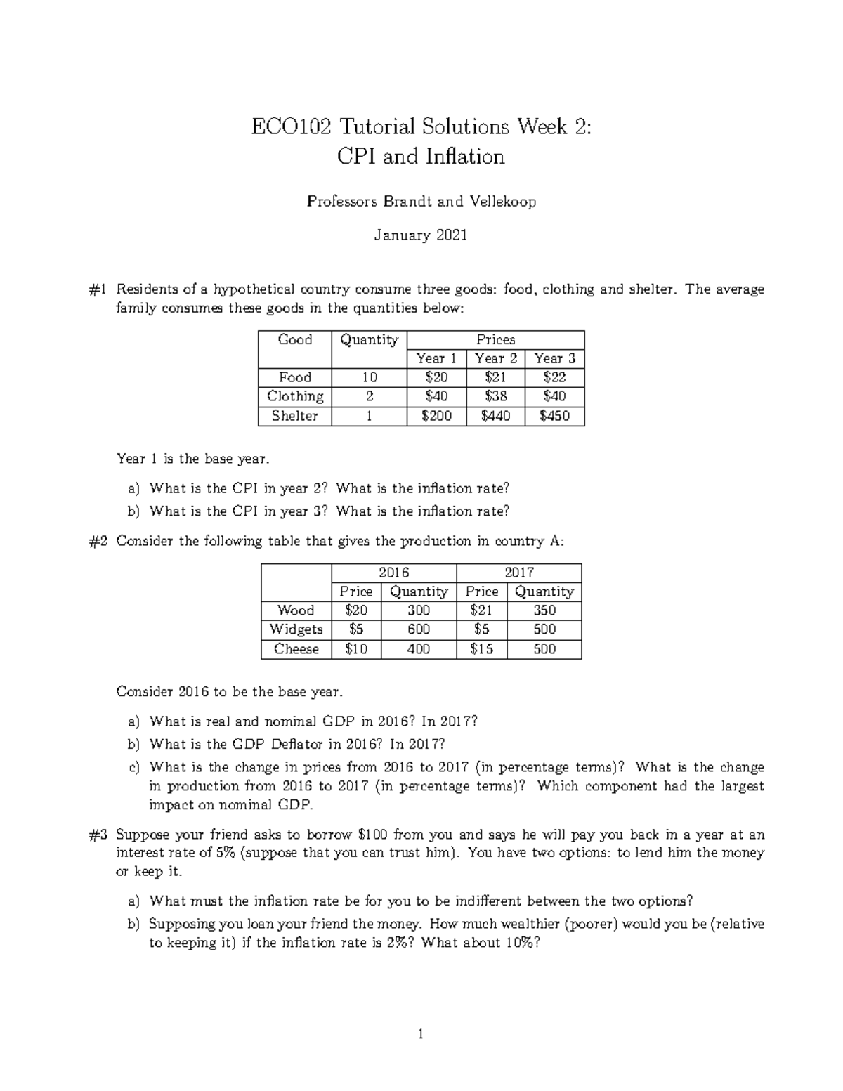 ECO102 Tutorial Week 2 CPI and Inflation - ECO102 Tutorial Solutions ...