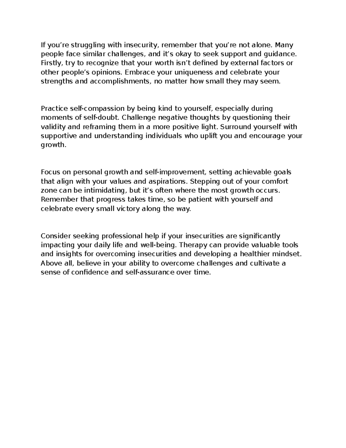 Reminder for an insecure ppl - If you’re struggling with insecurity ...