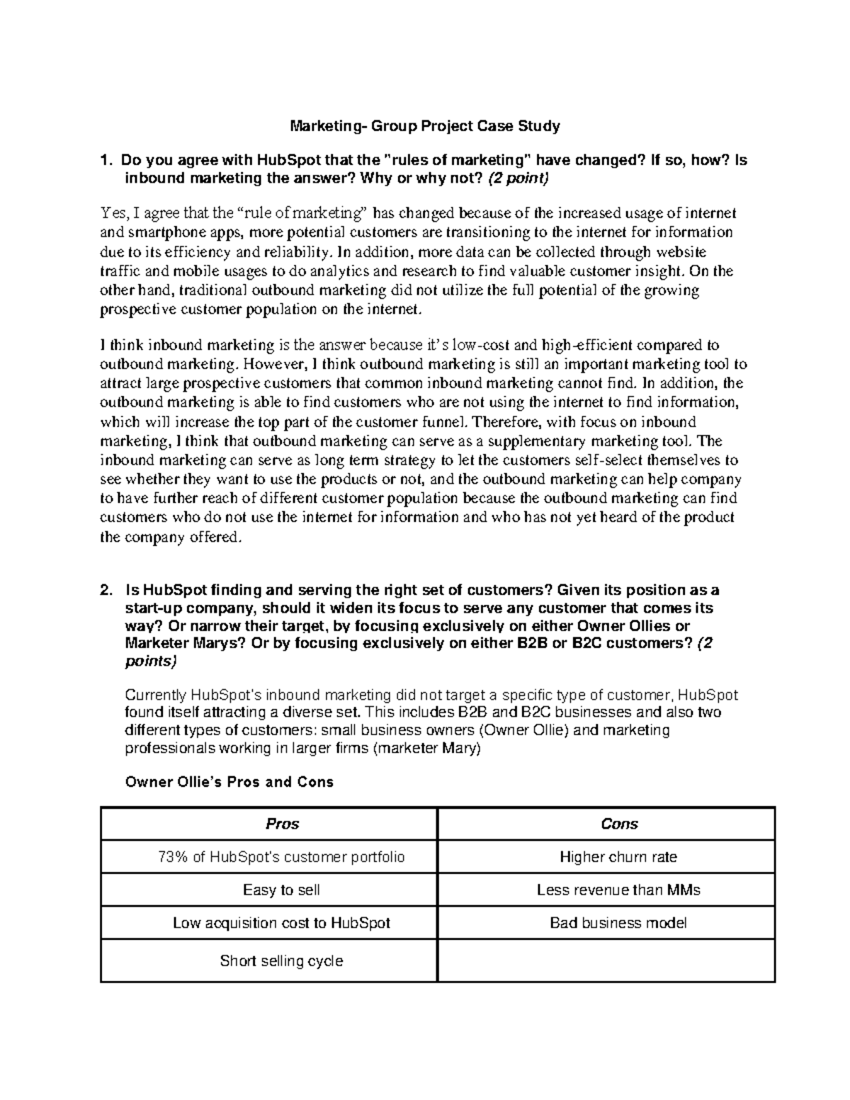 Marketing assignment case study analysis - Marketing- Group Project ...
