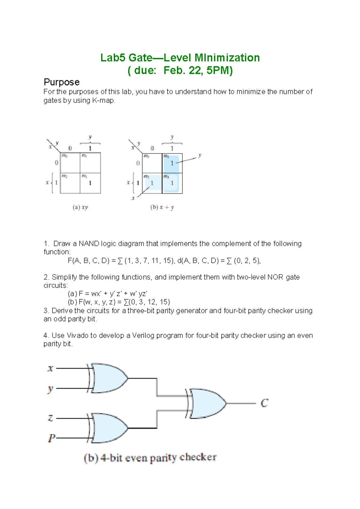 CSE3100 lab5 - lab guide - Lab5 Gate—Level MInimization ( due: Feb. 22 ...
