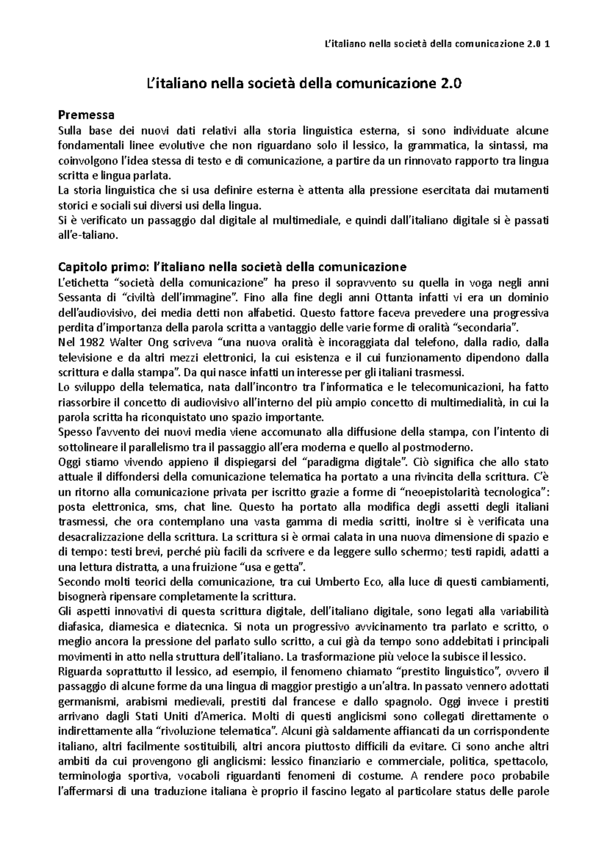 L'Italiano nella società della comunicazione 2 - Premessa Sulla base ...