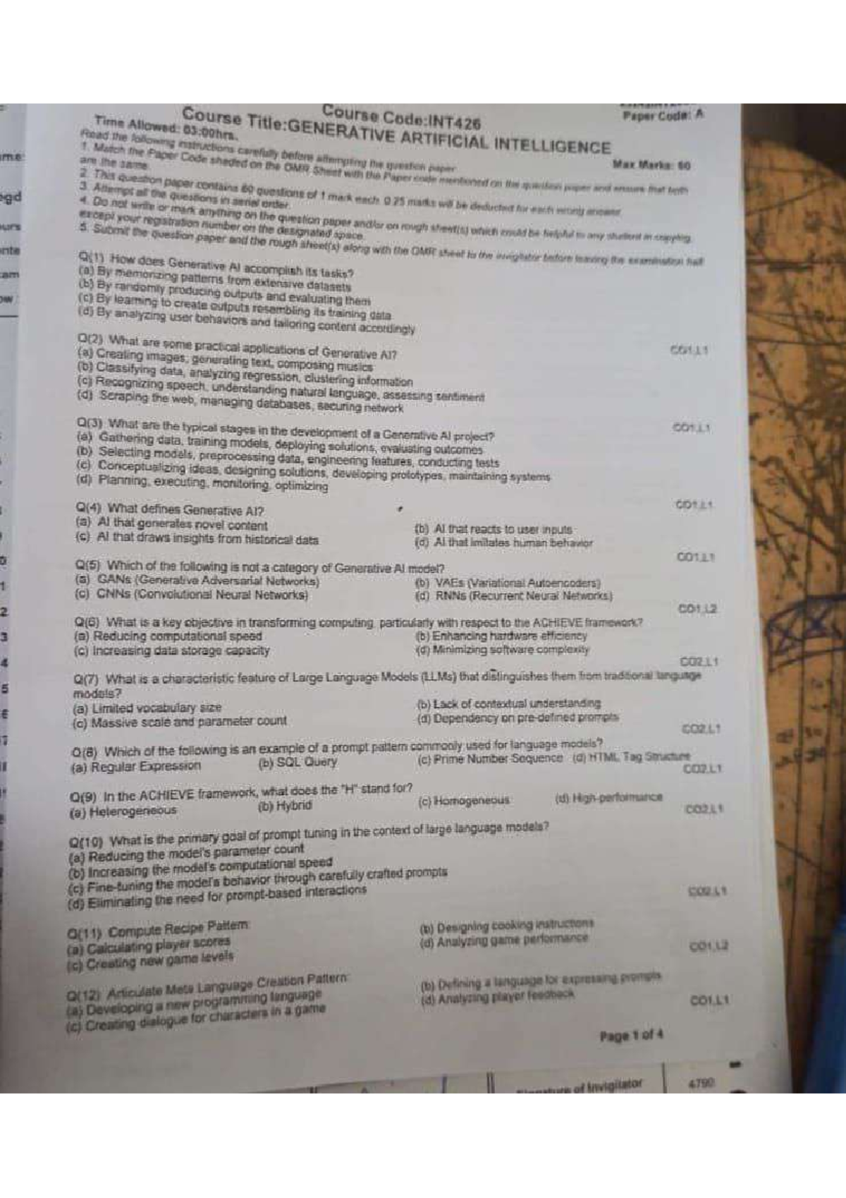 End Term Exam Question paper(2024) - Artificial Intelligence - Studocu