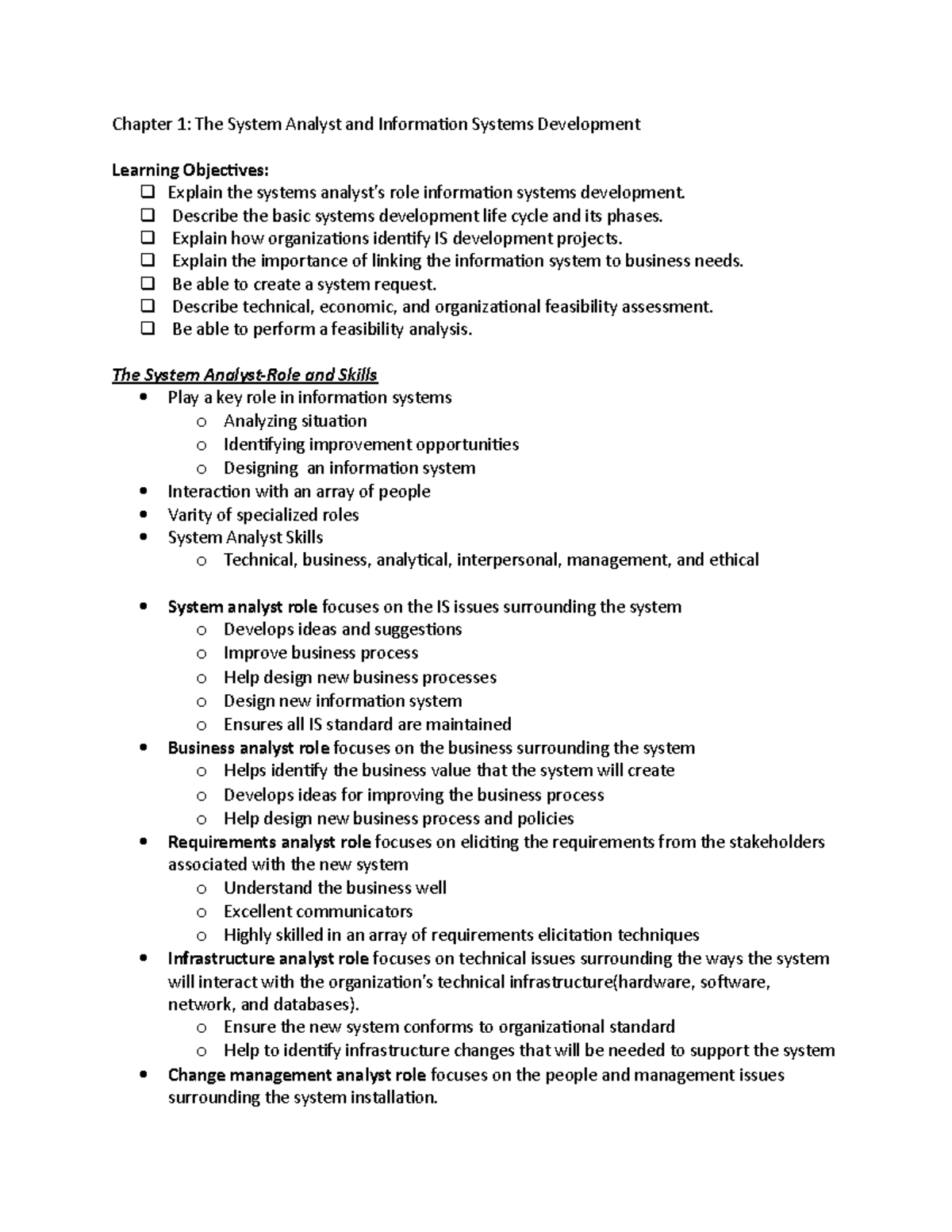 CH 01 Notes - Chapter 1: The System Analyst and Information Systems ... CH 01 Notes - Chapter 1: The System Analyst and Information Systems ...