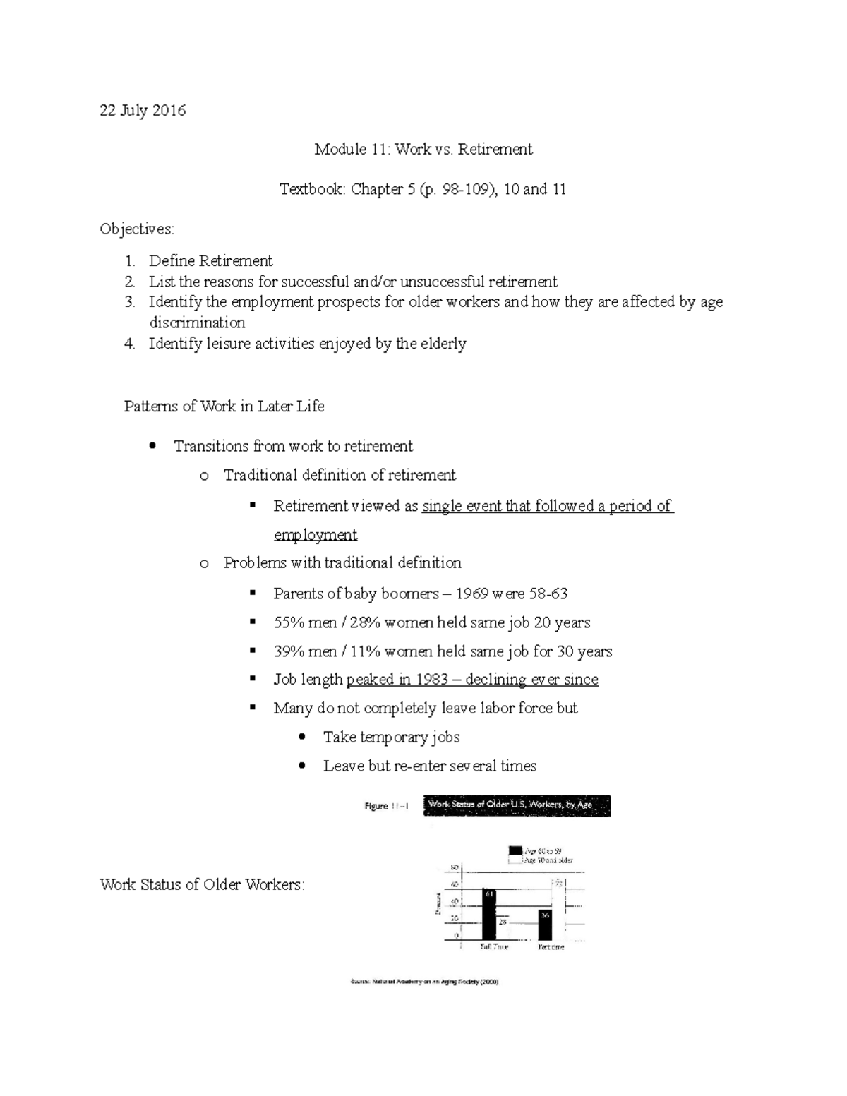 Module 11 Notes - Work vs. Retirement Textbook chapters 5, 10, 11 - 22 ...