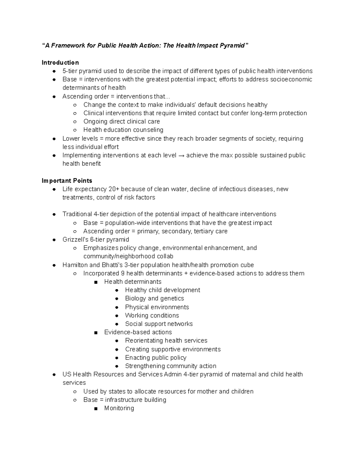 9/1 Articles Assignment - “A Framework for Public Health Action: The ...