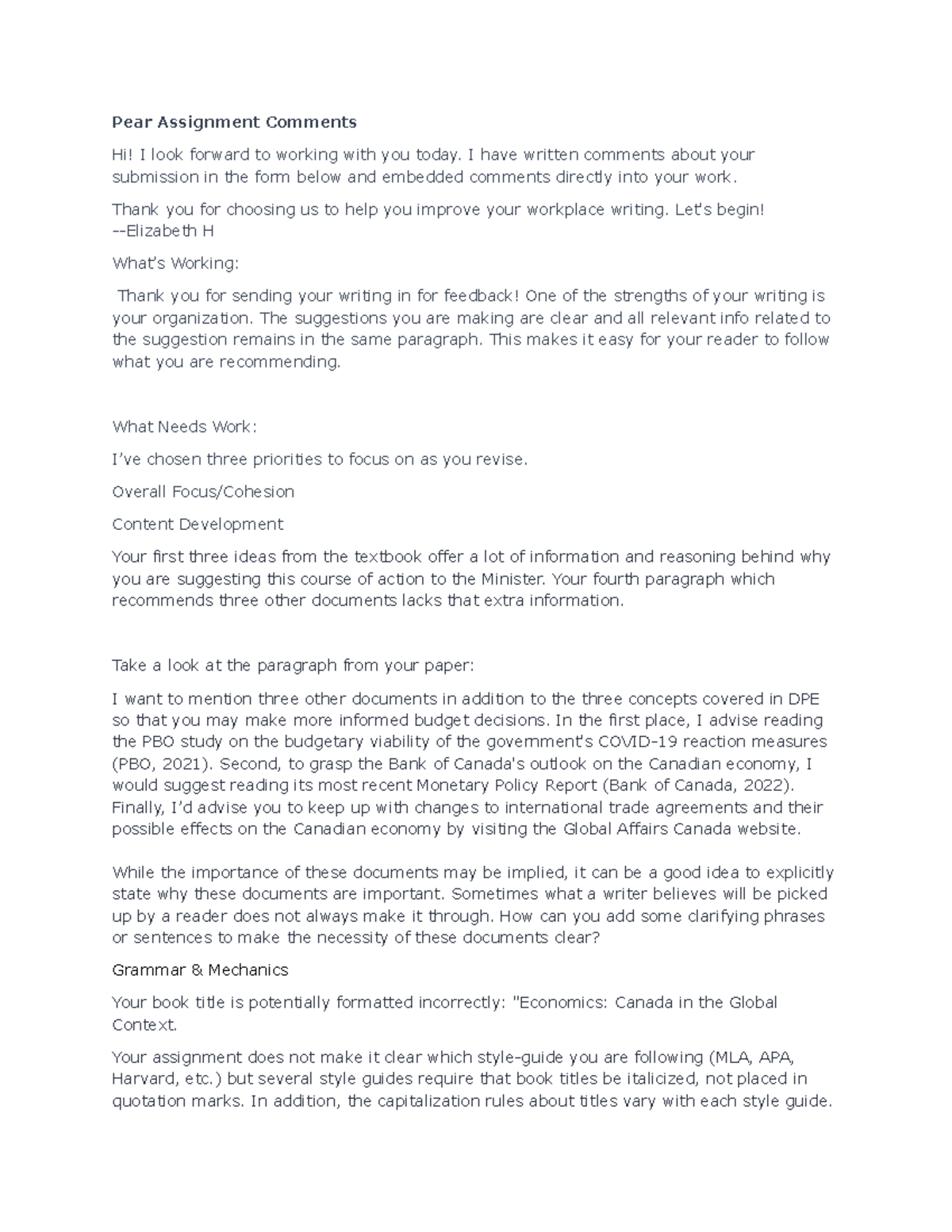 Final PEAR Writing Assignment - Pear Assignment Comments Hi! I look ...