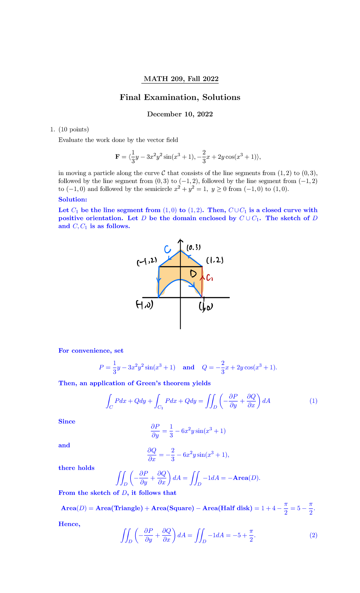 2022 Fall Math 209 ALL Final Exam Sol - MATH 209, Fall 2022 Final ...