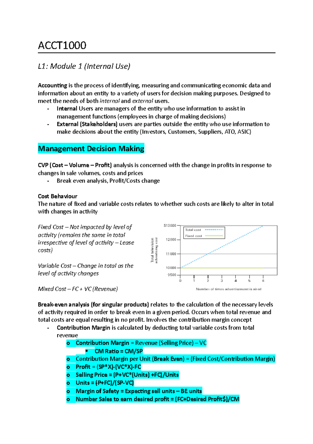 ACCT1000 - Lecture notes 1-12 - ACCT L1: Module 1 (Internal Use ...