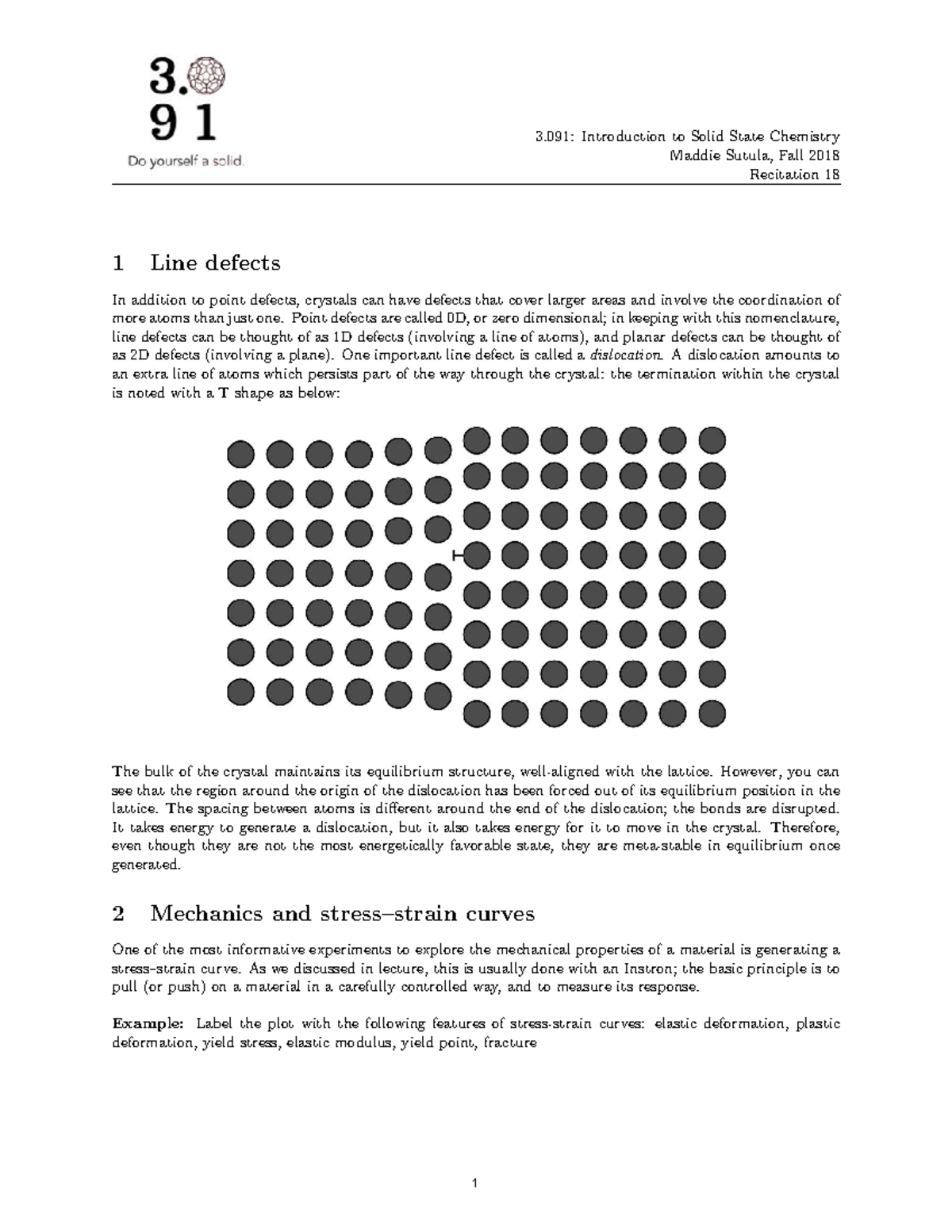 line defects, mechanics and stress-strain curves, and slip - 1 2 3 ...