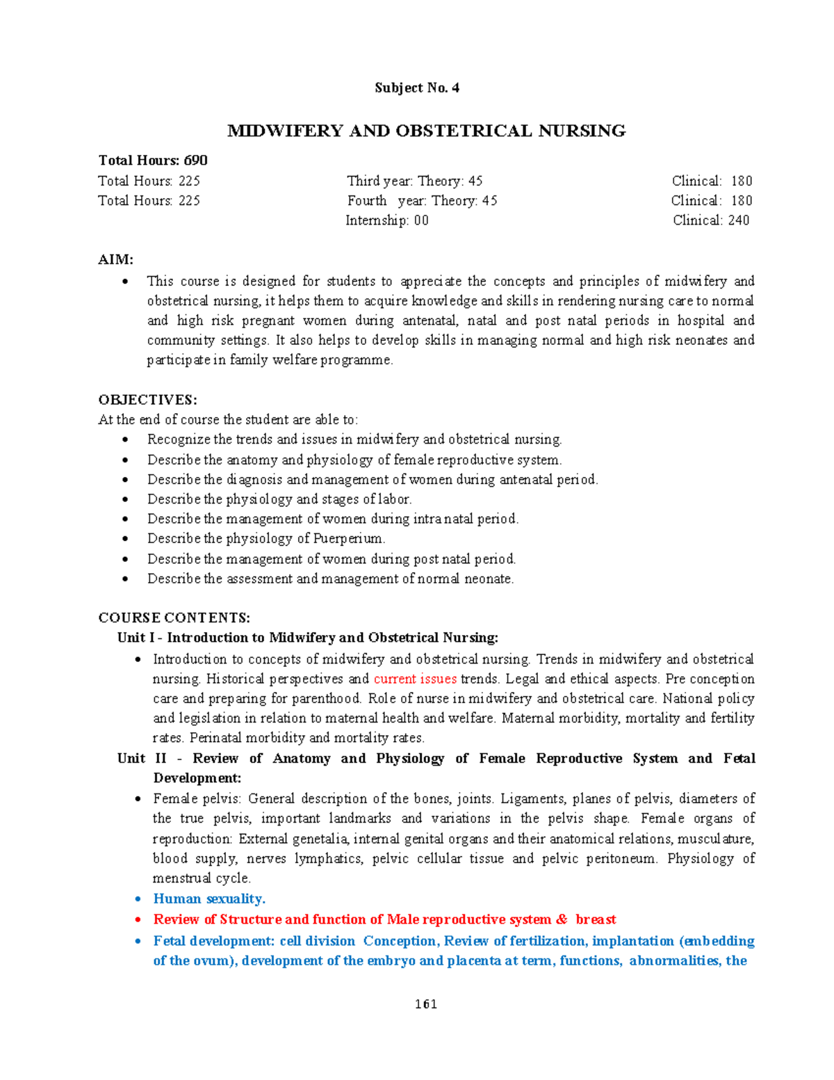 PO-CO-Midwifery-obst-Nursing - Subject No. 4 MIDWIFERY AND OBSTETRICAL ...