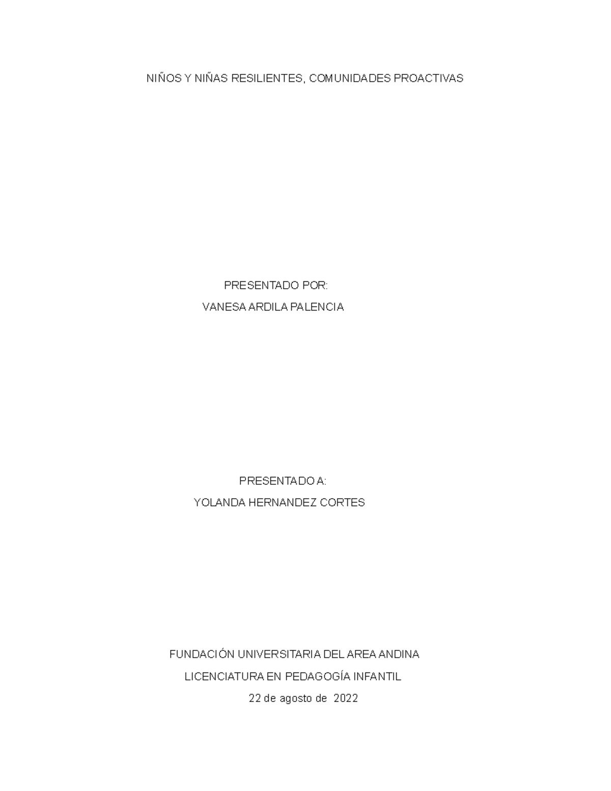 Resilencia Vanesa Ardila Palencia - NIÑOS Y NIÑAS RESILIENTES ...