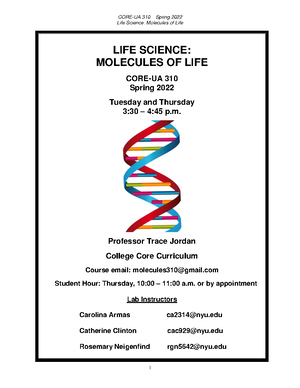 Life Science Syllabus - Life Science: Molecules of Life LIFE SCIENCE ...