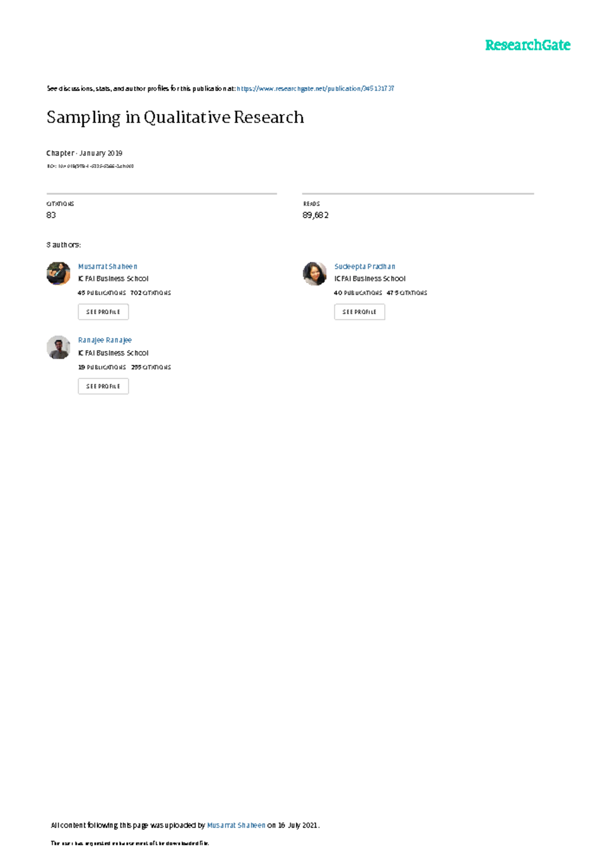 Sampling Techniques Qualitative Research - See discussions, stats, and ...