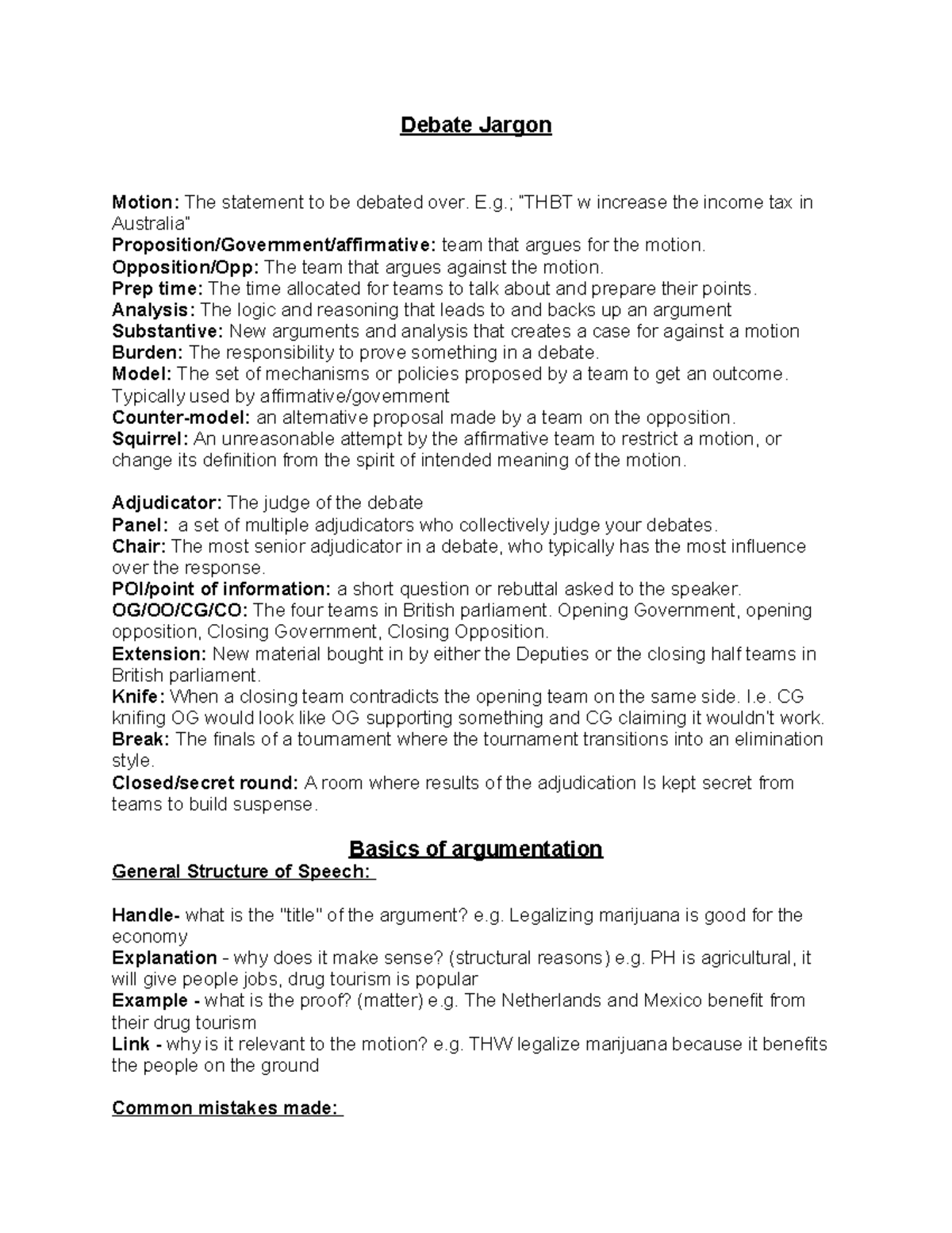 Debate-101 - Debate Jargon Motion: The statement to be debated over. E ...
