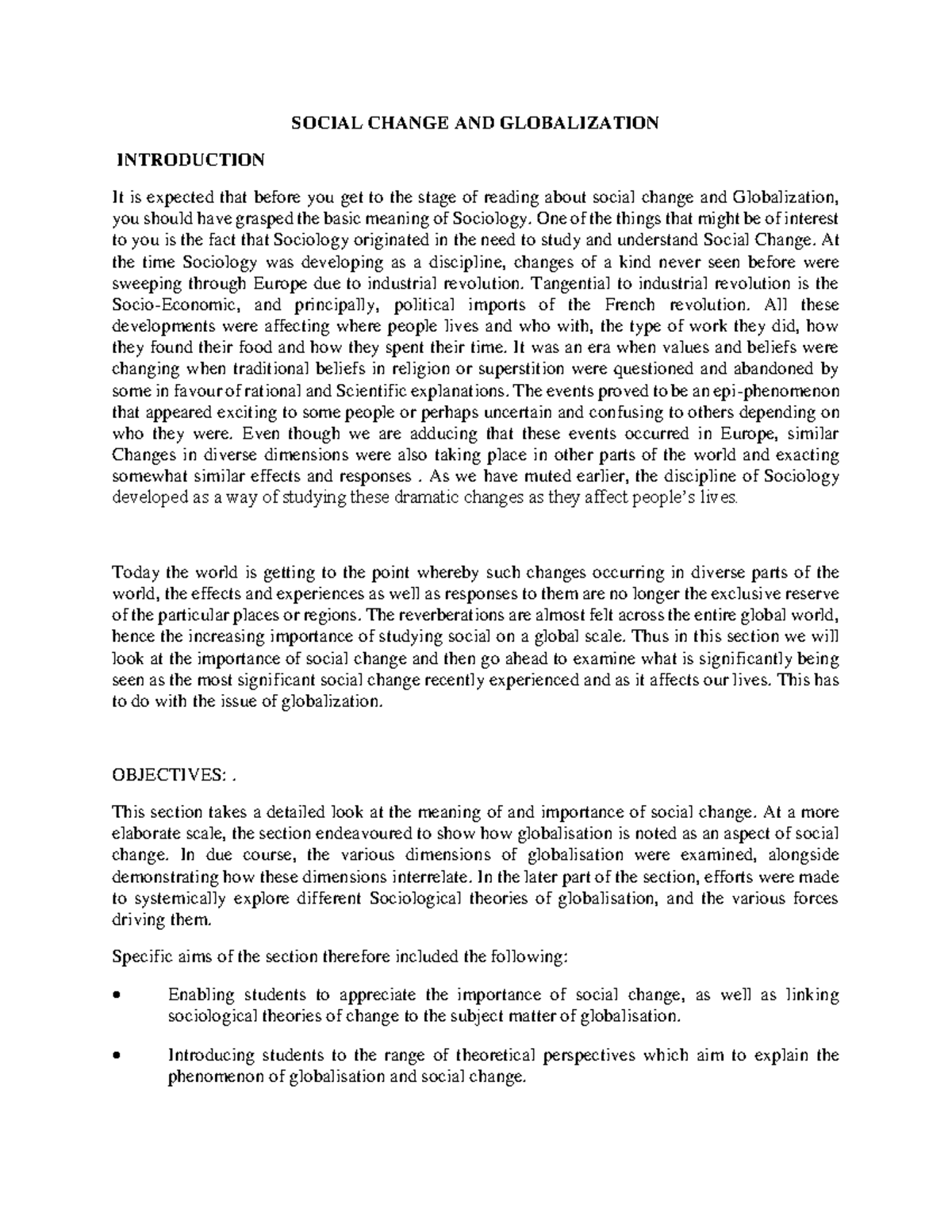 Social Change Globalisation - SOCIAL CHANGE AND GLOBALIZATION ...