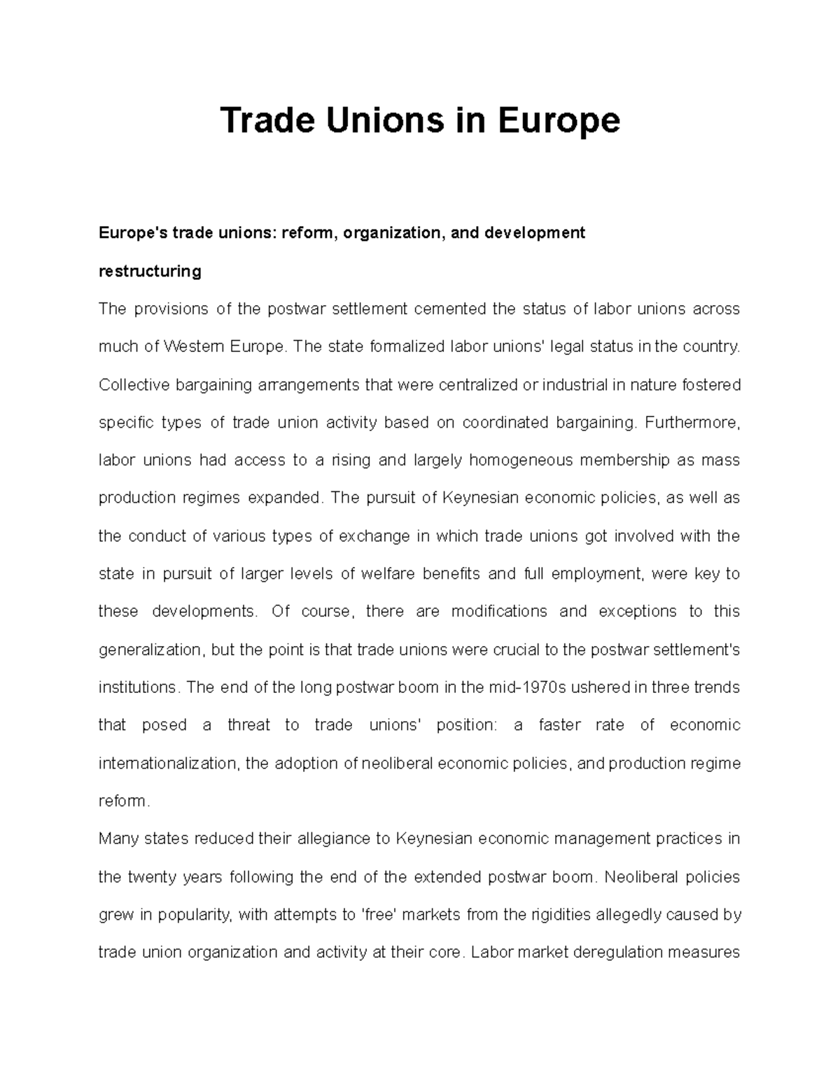 Trade Unions in Europe - Trade Unions in Europe Europe's trade unions ...