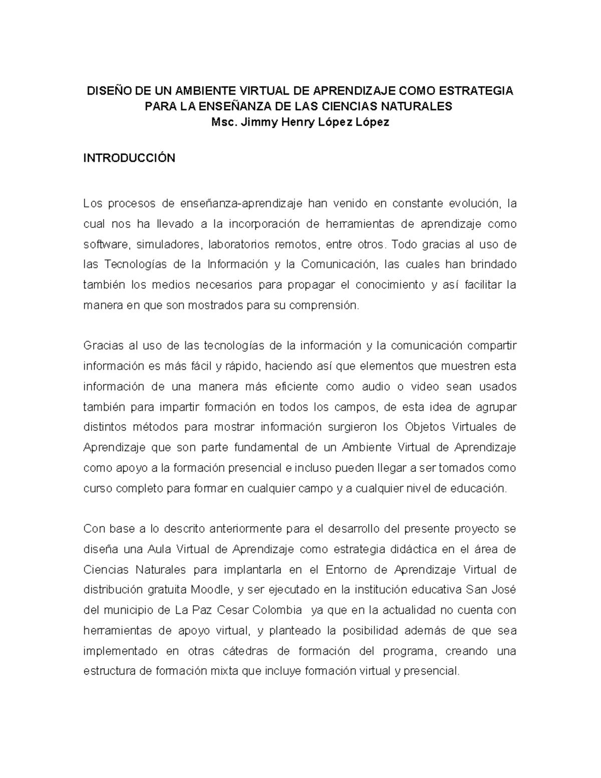 Proyecto virtual educa - DISEÑO DE UN AMBIENTE VIRTUAL DE APRENDIZAJE ...