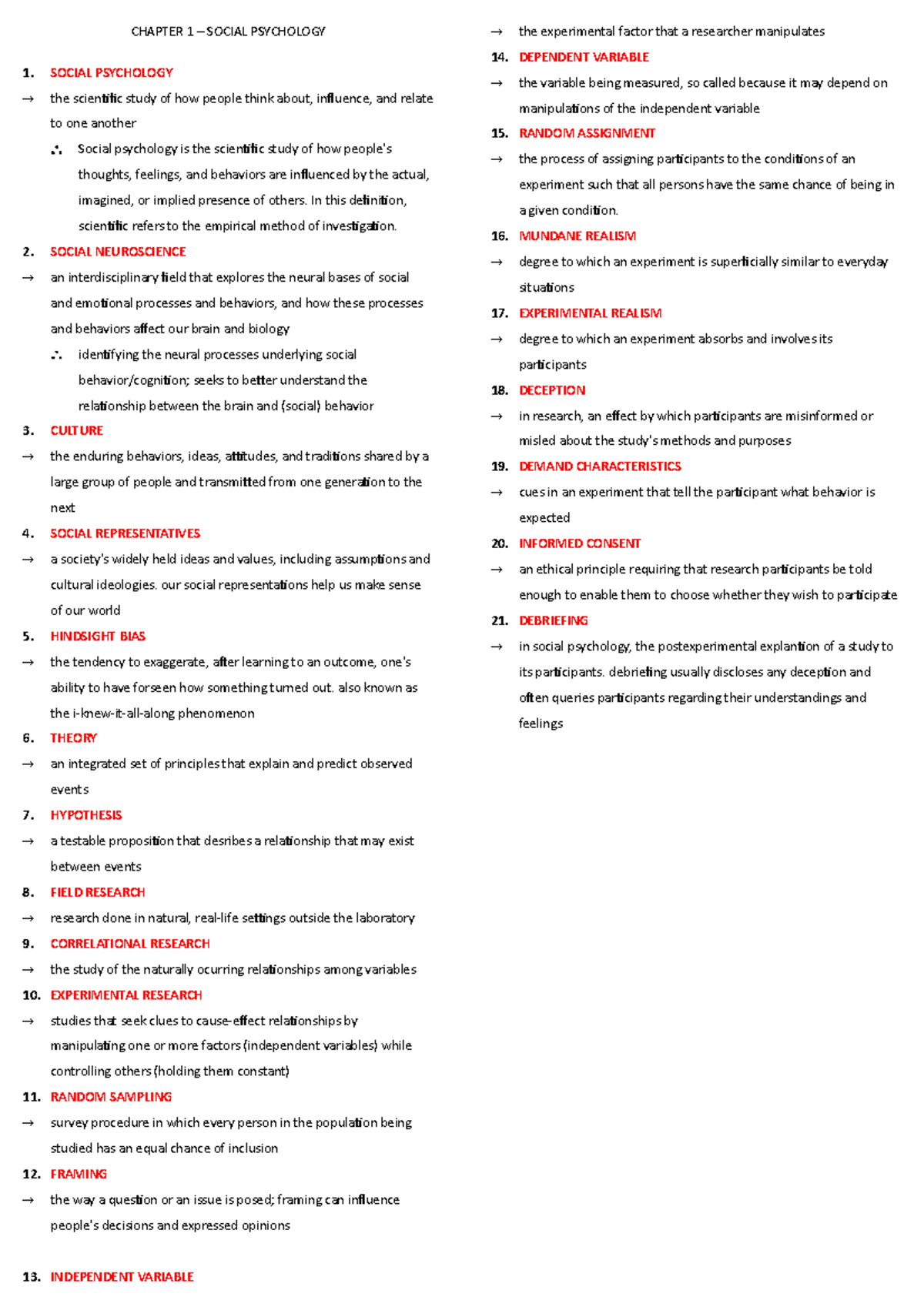 Chapter 1 - psychology - CHAPTER 1 – SOCIAL PSYCHOLOGY 1. SOCIAL ...