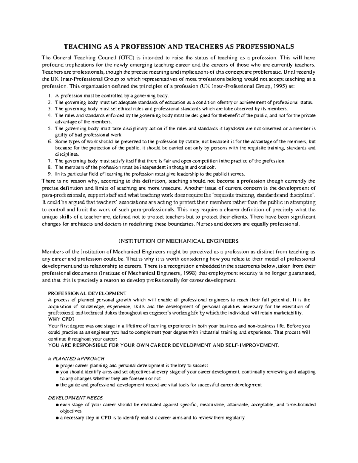 Teaching AS A Profession AND Teachers AS Professionals - TEACHING AS A ...