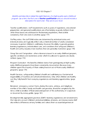 ECE 102- Chapter 1 Notes - Health, Safety, and Nutrition Chapter 1 ...