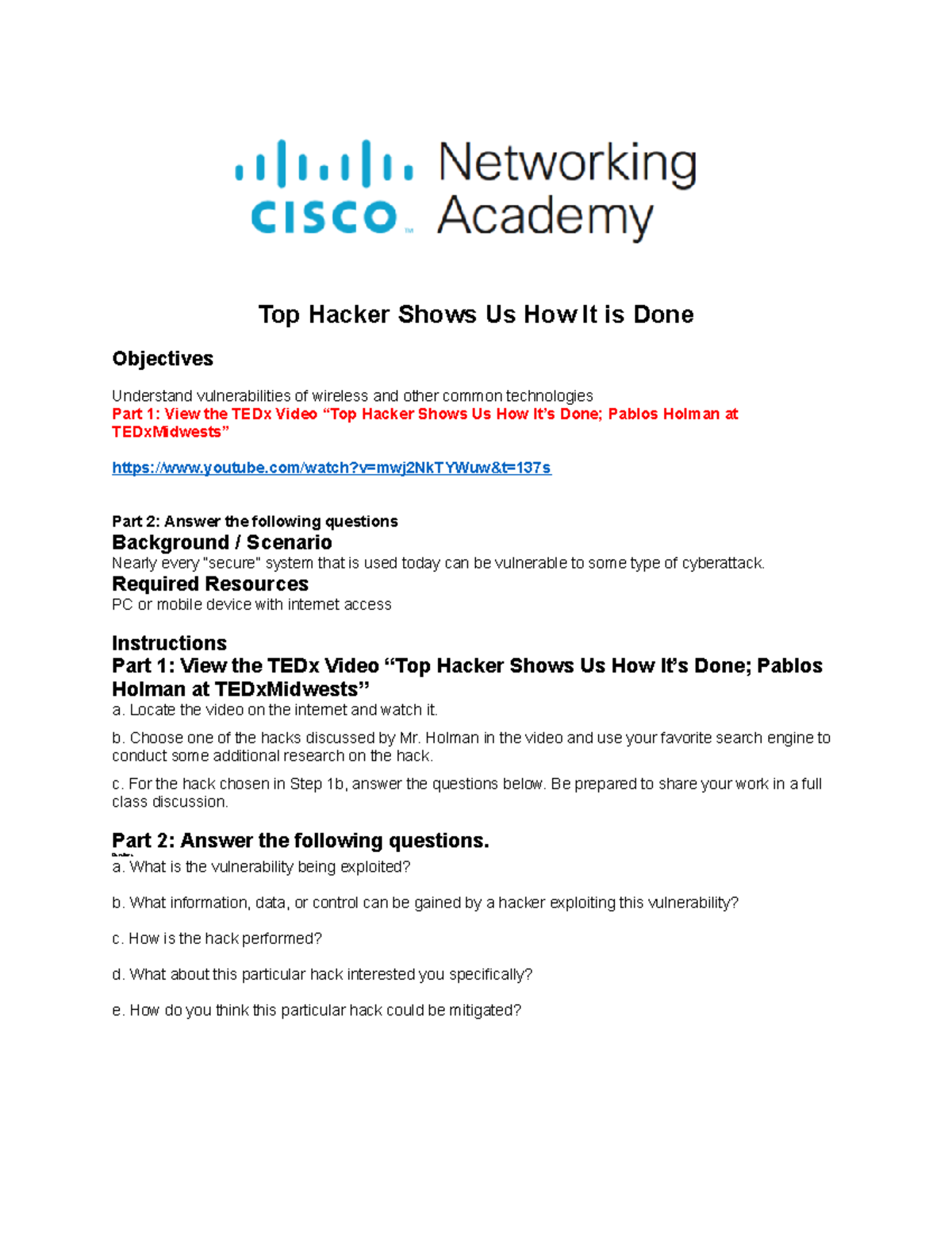 Lab 1a - Top Hacker Shows Us How It is Done - Top Hacker Shows Us How ...