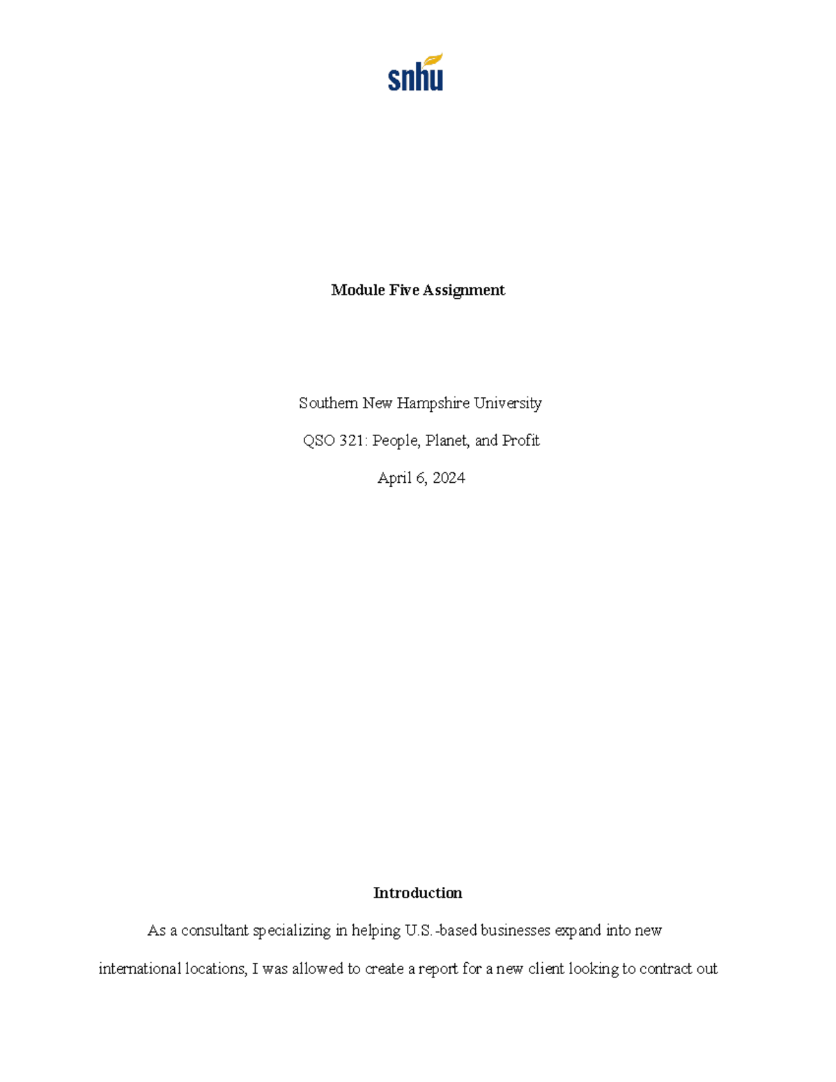 Module Five Assignment - Module Five Assignment Southern New Hampshire ...