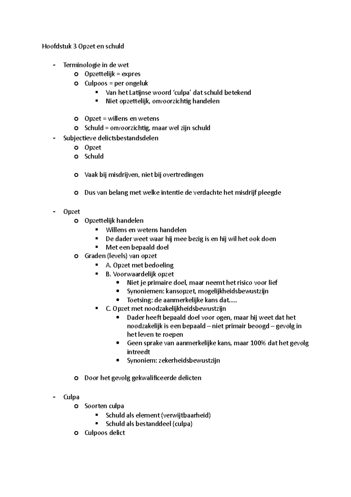 IS samenvatting + WG3 - Hoofdstuk 3 Opzet en schuld - Terminologie in ...