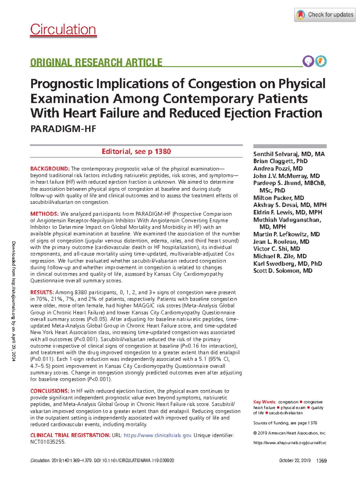 Paradigm HF Trial - medicina - Circulation. 2019;140:1369–1379. DOI: 10 ...