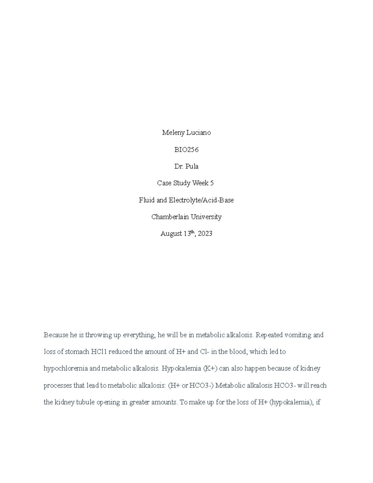 WK 5 CS Fluid and Electrolyte Acid-Base - Meleny Luciano BIO Dr. Pula ...