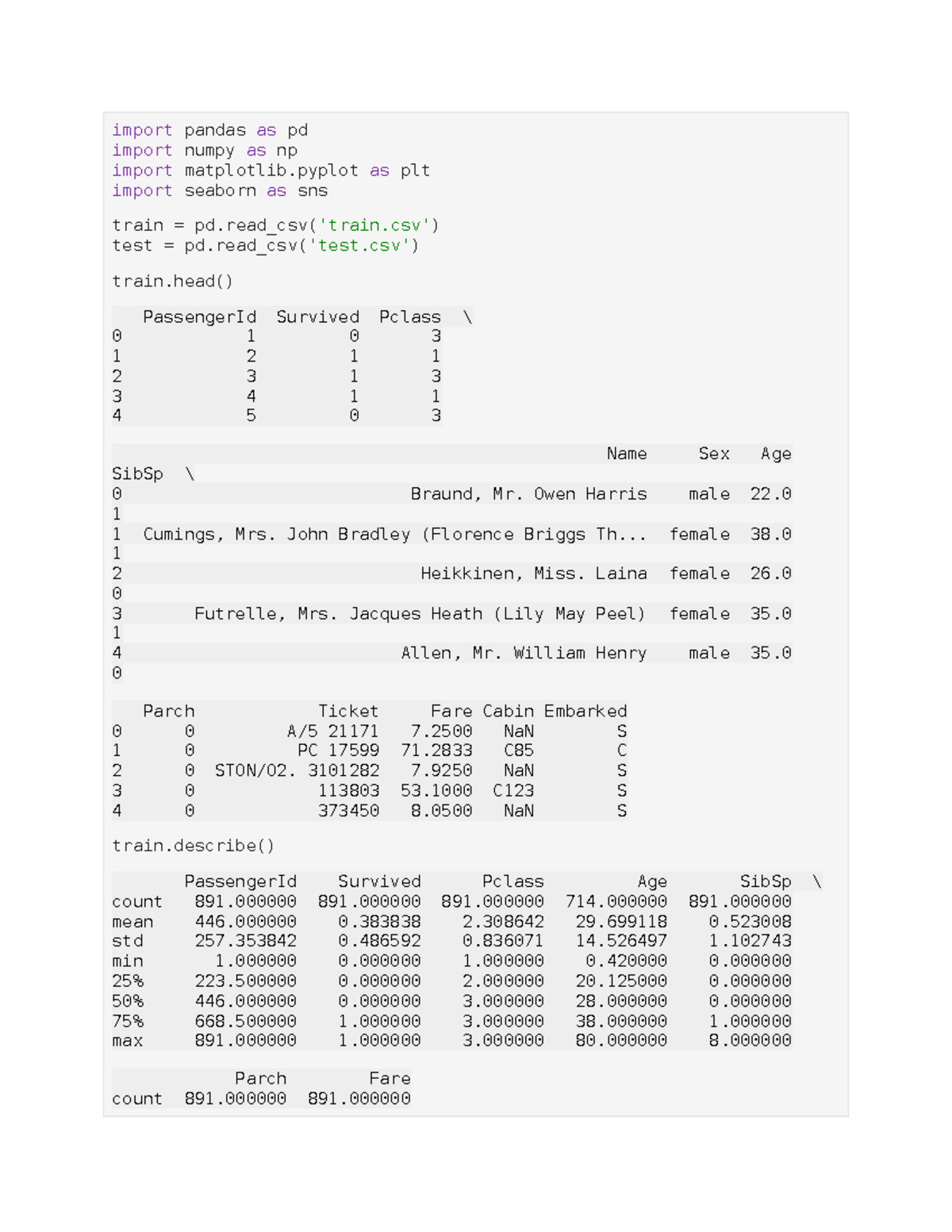 ML Titanic test - import pandas as pd import numpy as np import ...