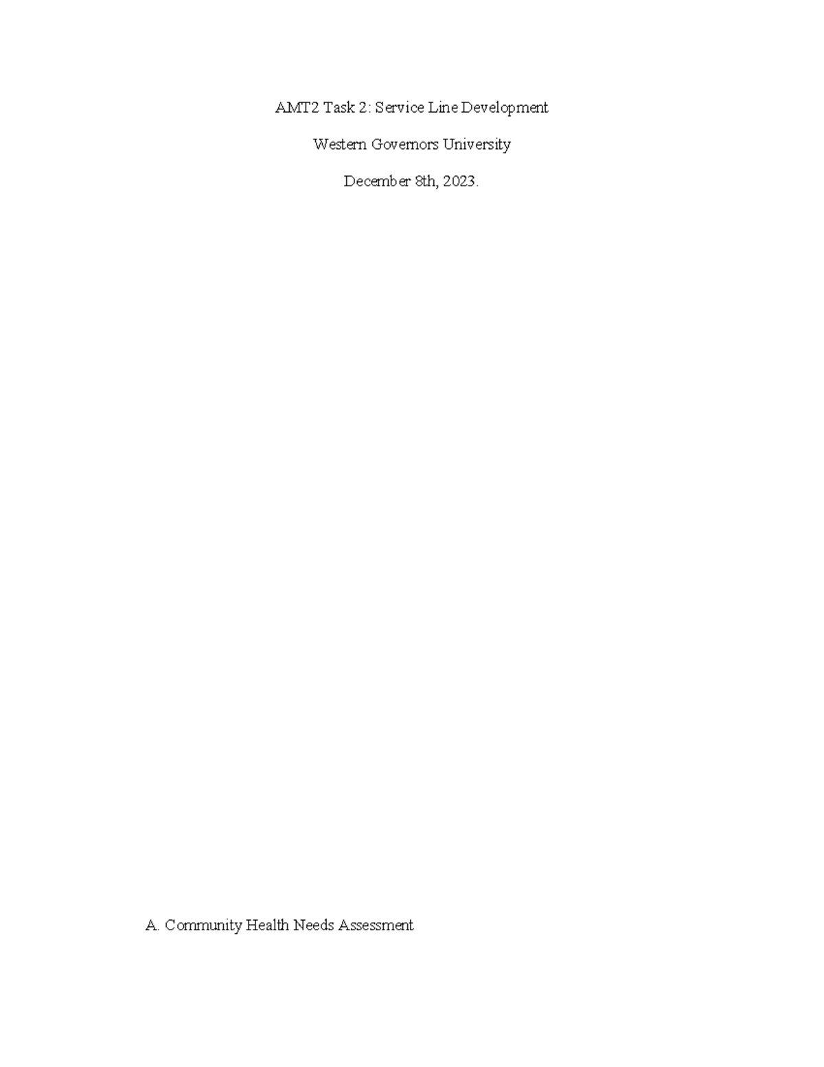 AMT2 Task 2b - AMT2 Task 2 - AMT2 Task 2: Service Line Development ...