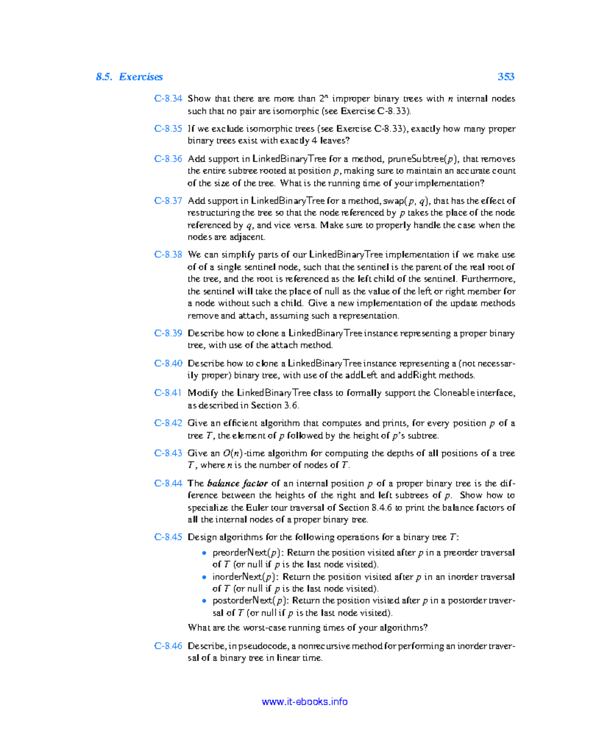 Data Structures And Algorithms In Java 38 Exercises 353 C 8 Show That There Are More Than 2n