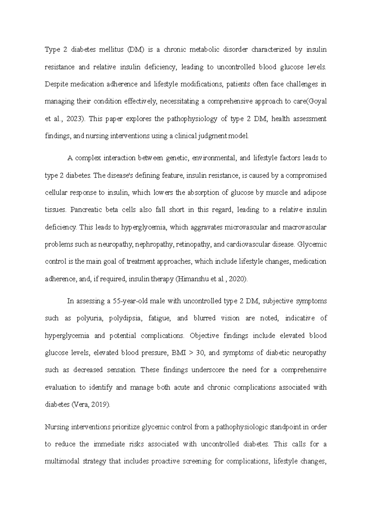 Diabetes Case study - Type 2 diabetes mellitus (DM) is a chronic ...