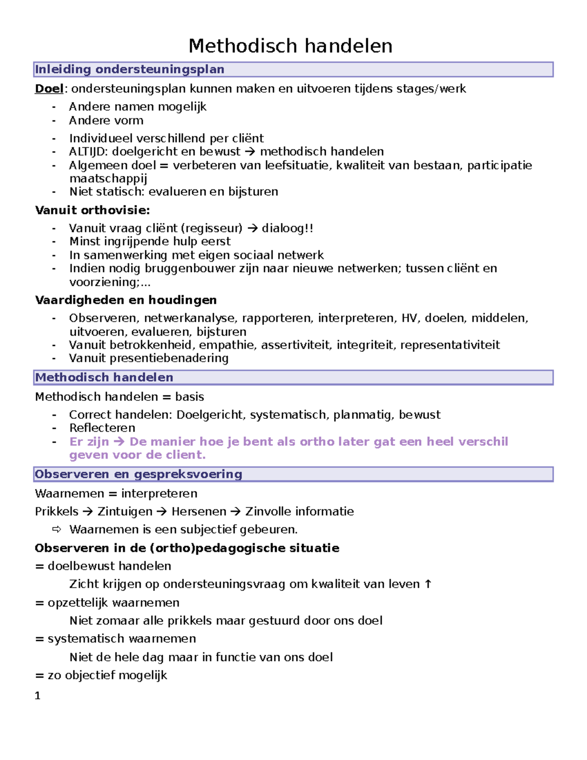 Methodisch handelen - Ondersteuningsplan - Methodisch handelen ...