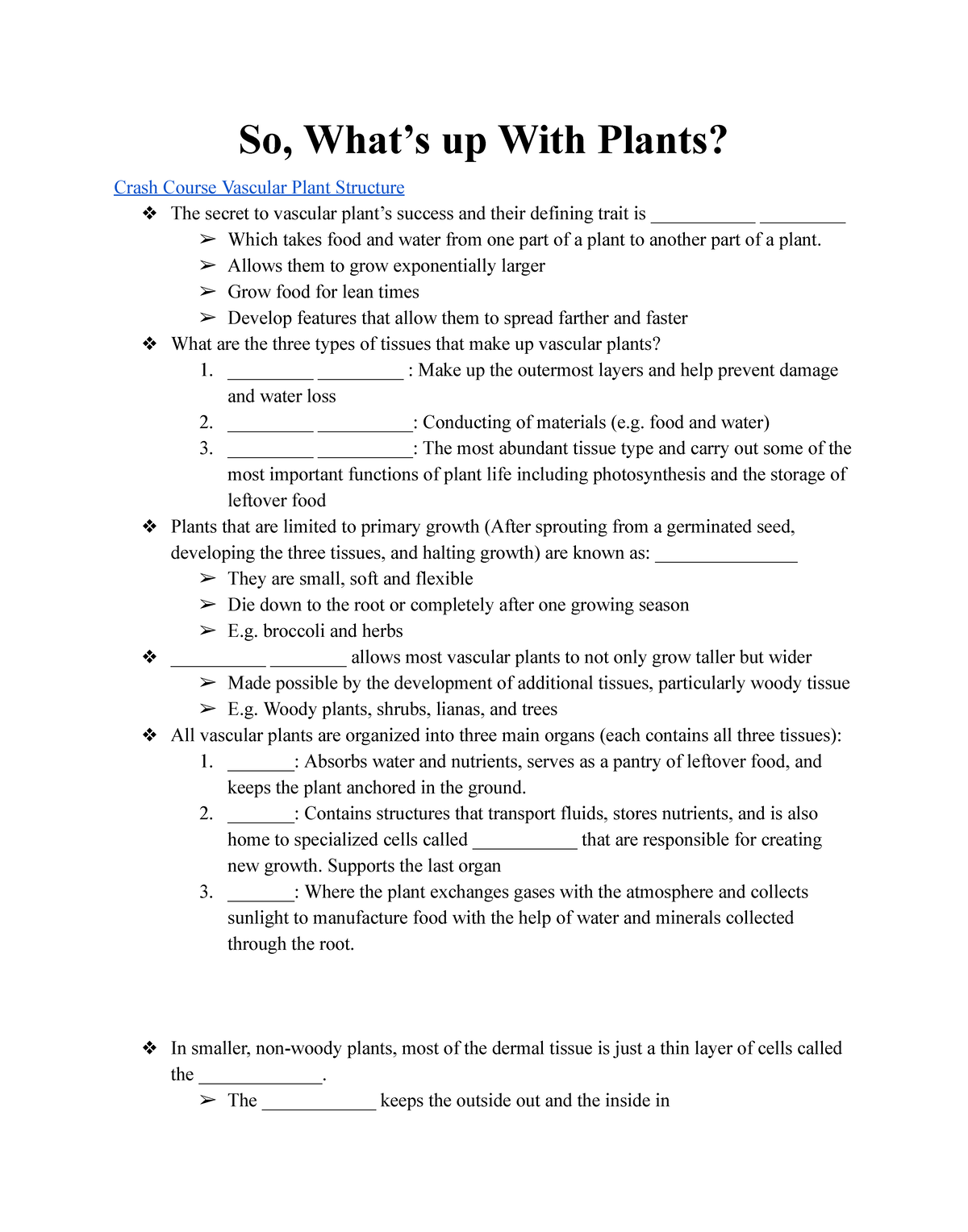 Ch. 35 plant structure - Practice material with practice questions - So ...