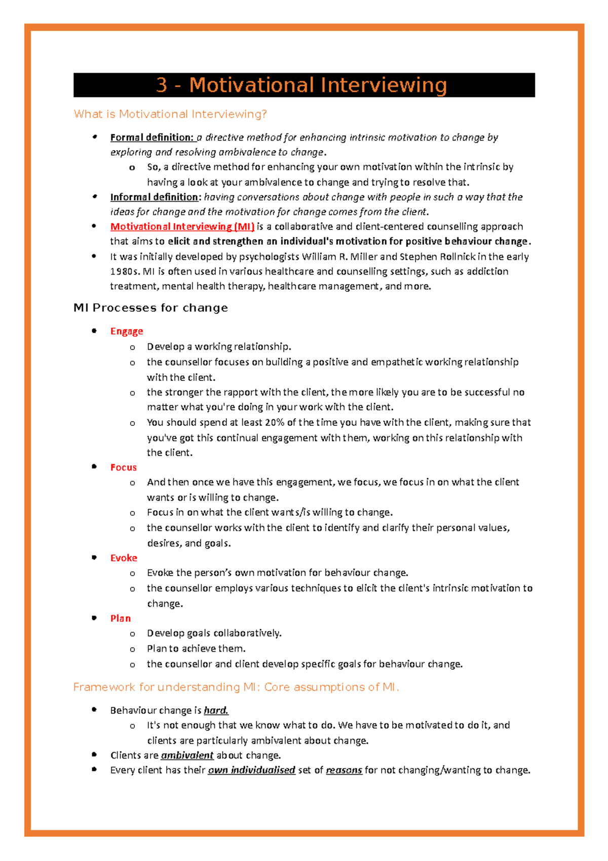 Week 3- Motivational Interviewing 1 - 3 - Motivational Interviewing ...