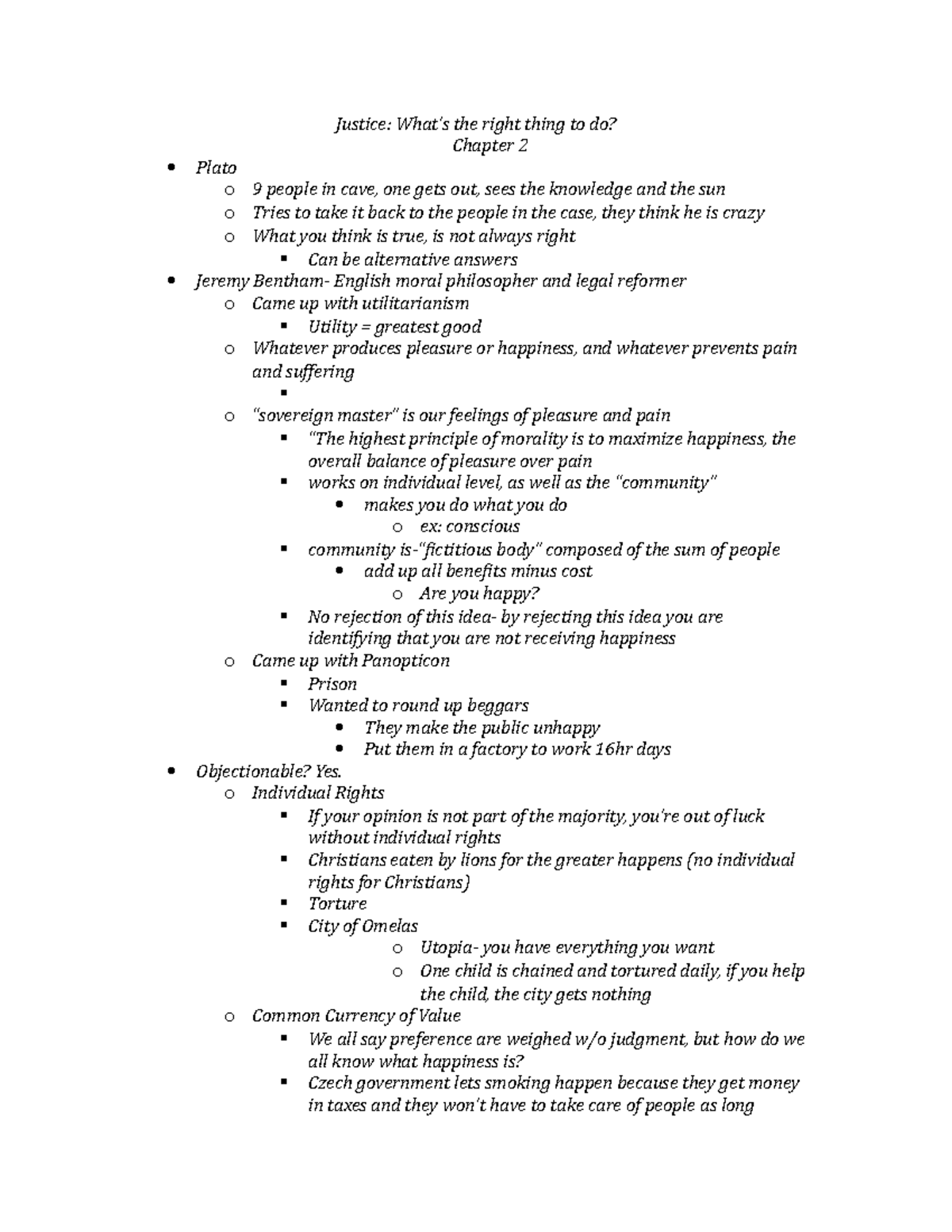 Justice ch2 notes - Justice: What’s the right thing to do? Chapter 2 ...