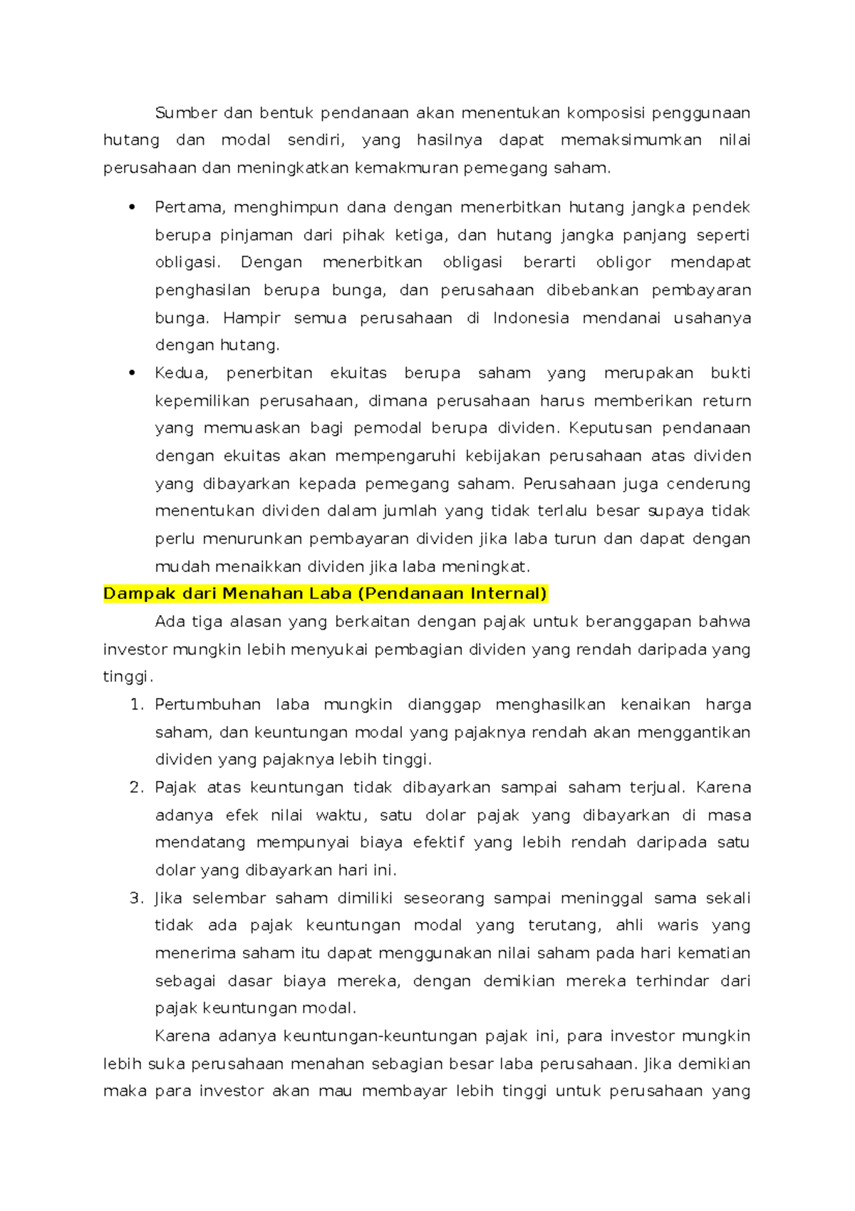1. Pemilihan Sumber Pembiayaan - Sumber dan bentuk pendanaan akan ...
