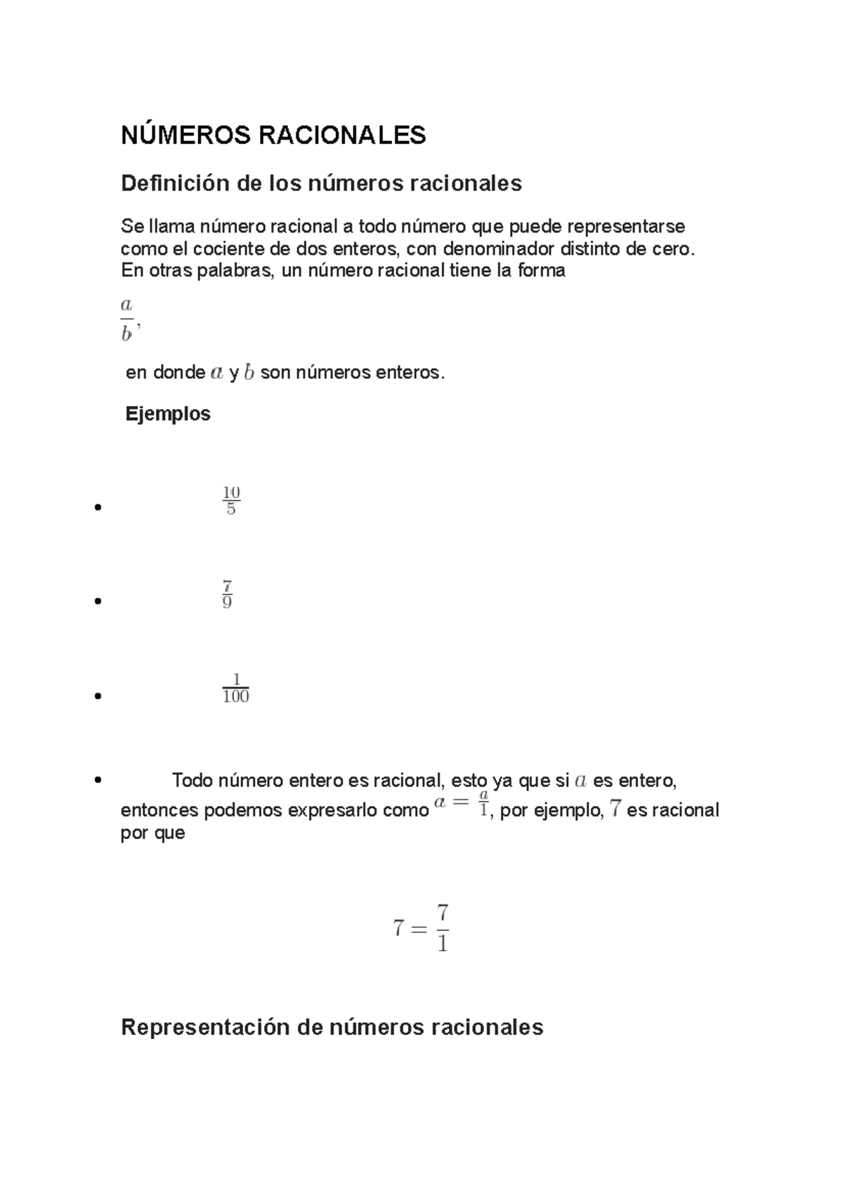 Números Racionales - NÚMEROS RACIONALES Definición de los números ...