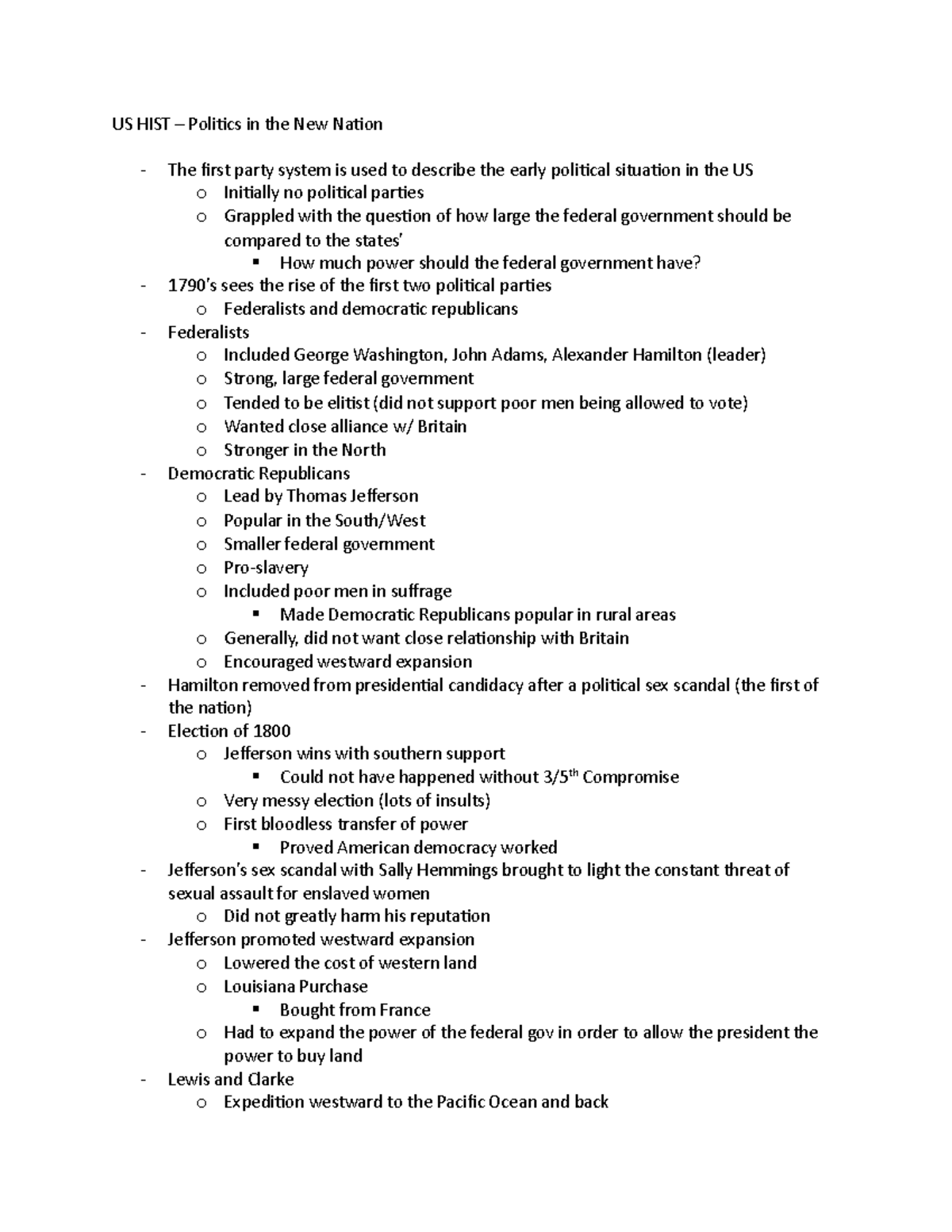 US HIST - politics in the new nation - US HIST – Politics in the New ...