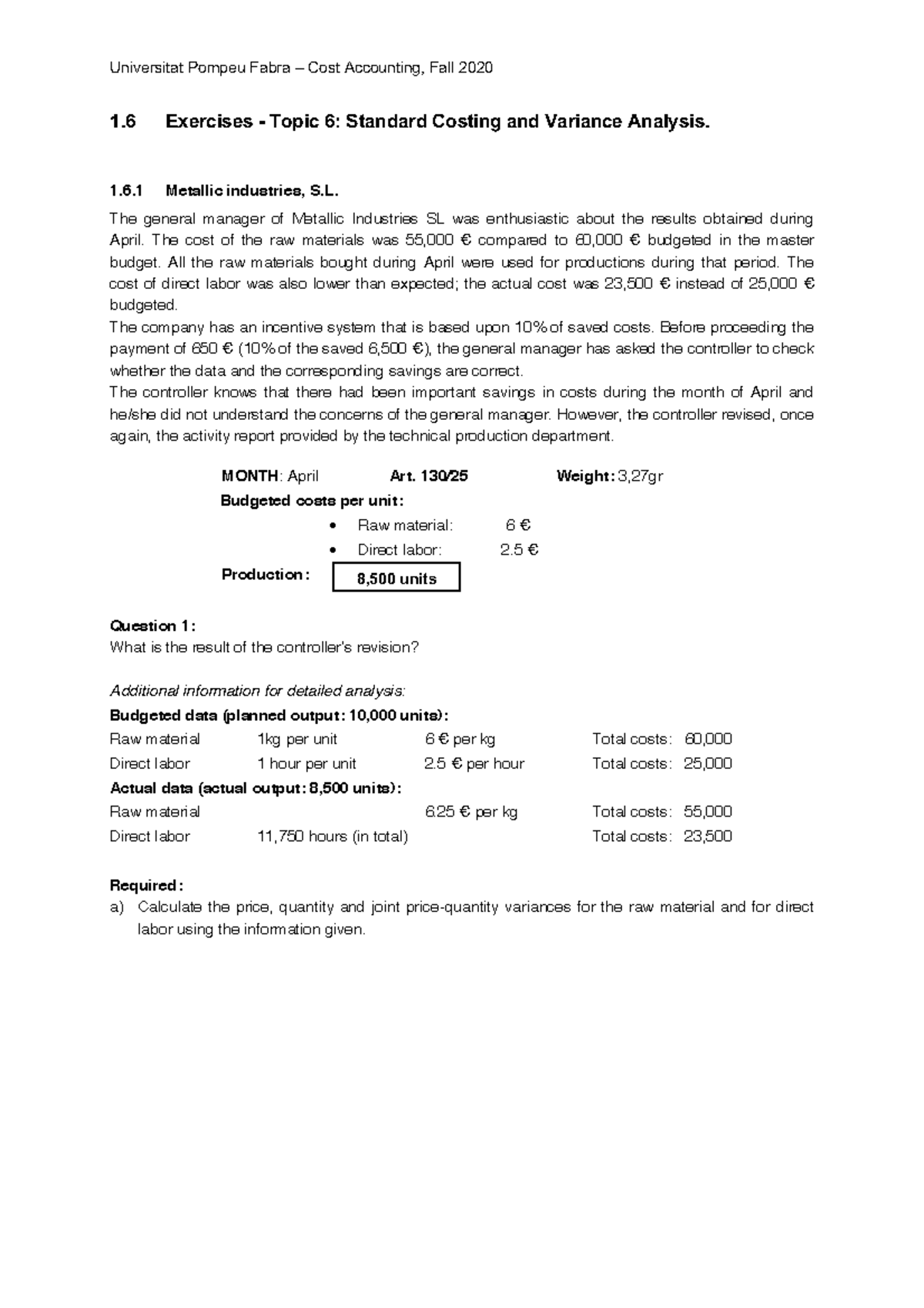 Additional variance exercises - Universitat Pompeu Fabra – Cost ...