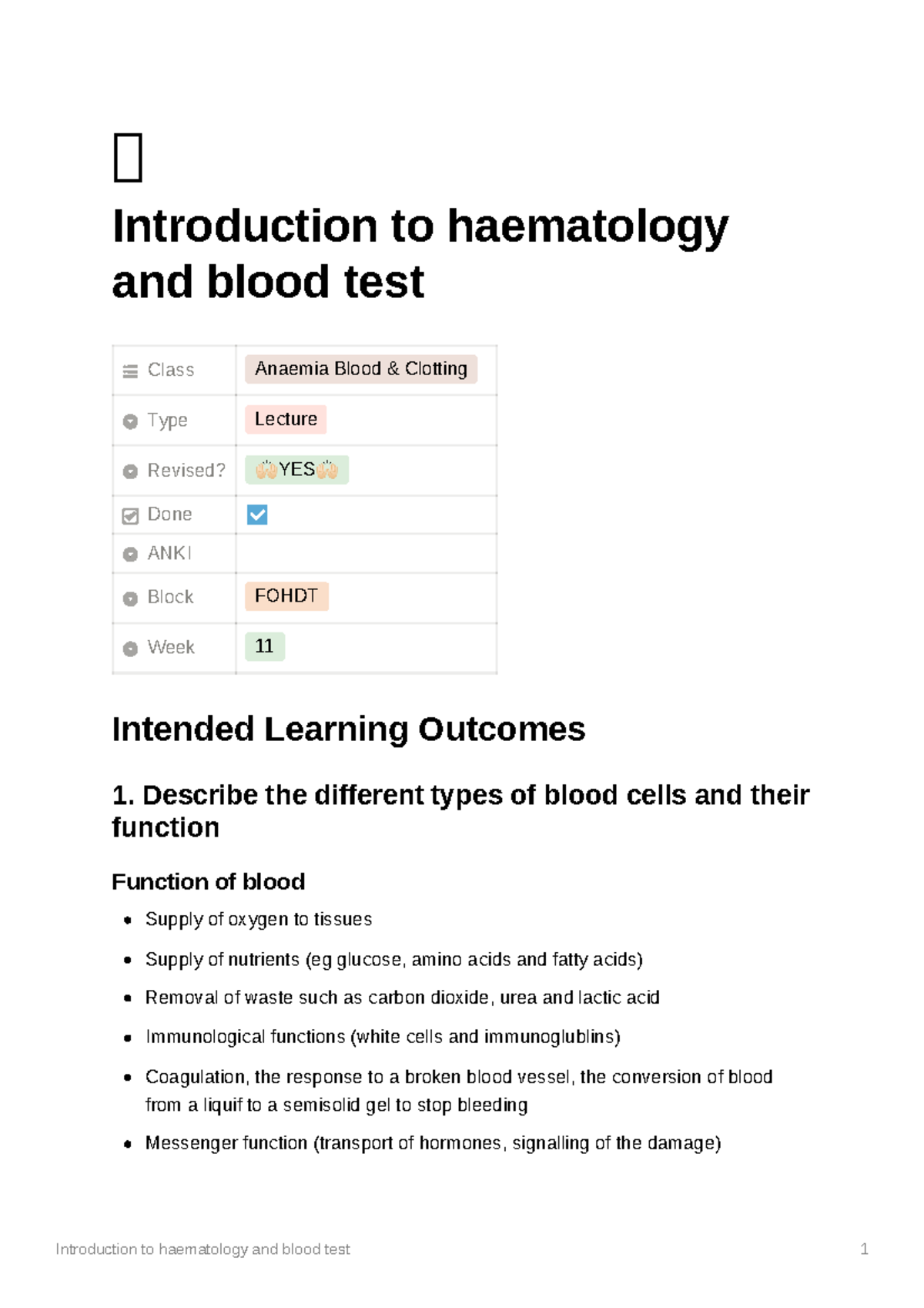 Introduction to haematology and blood test - ฀ Introduction to ...