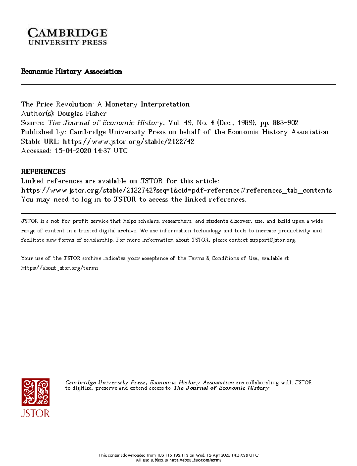 6372258572204218162122742 - Economic History Association The Price ...