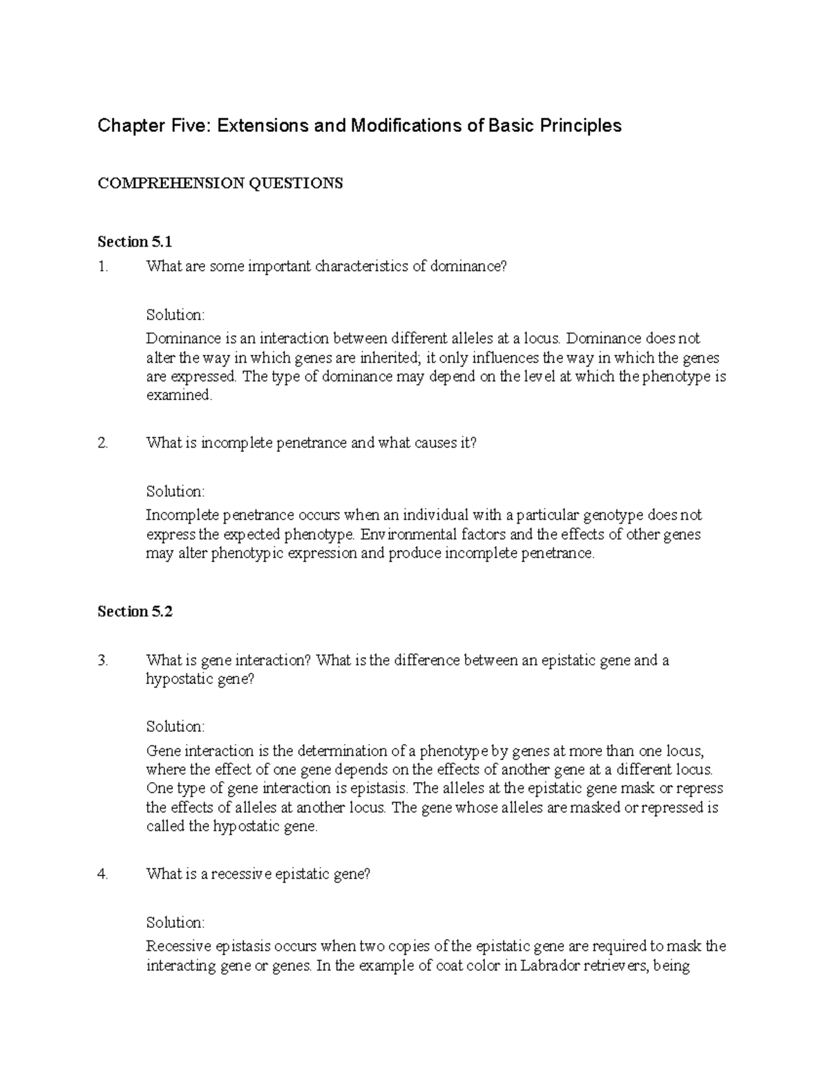 Pierce genetics 7e solutionsmanual ch05 - Tagged - Chapter Five: Extensions and Modifications of ...