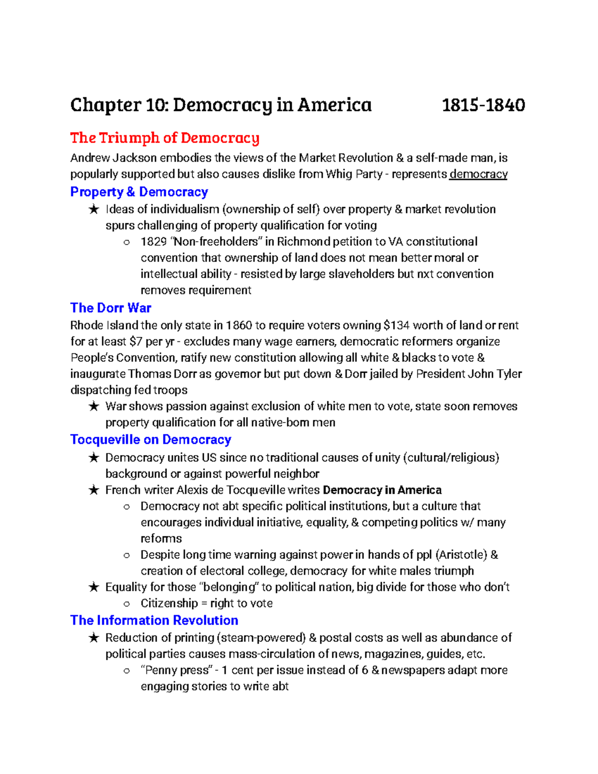 Chapter 10 Democracy in America 1815-1840 - Chapter 10: Democracy in ...